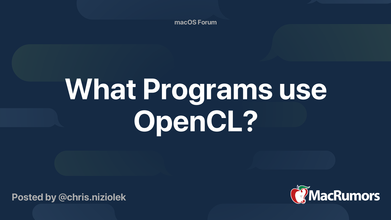 What Programs Use Opencl Macrumors Forums