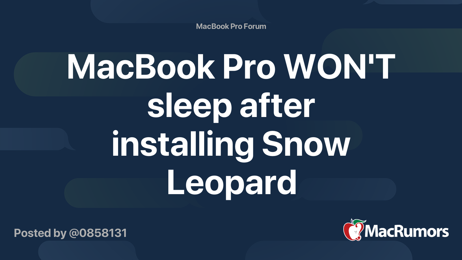 MacBook Pro WON'T sleep after installing Snow Leopard | MacRumors Forums