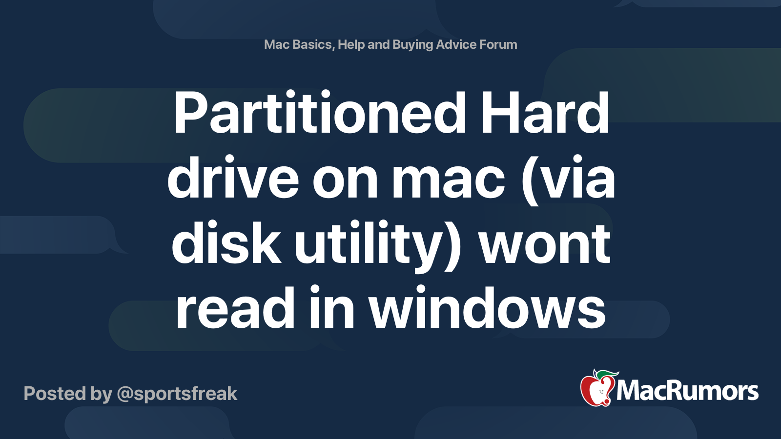 Partitioned Hard drive on mac (via disk utility) wont read in windows | MacRumors Forums