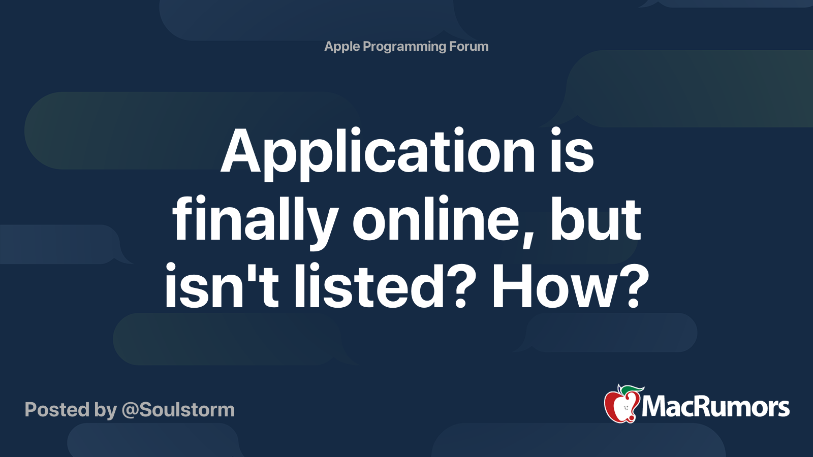Application is finally online, but isn't listed? How? | MacRumors Forums