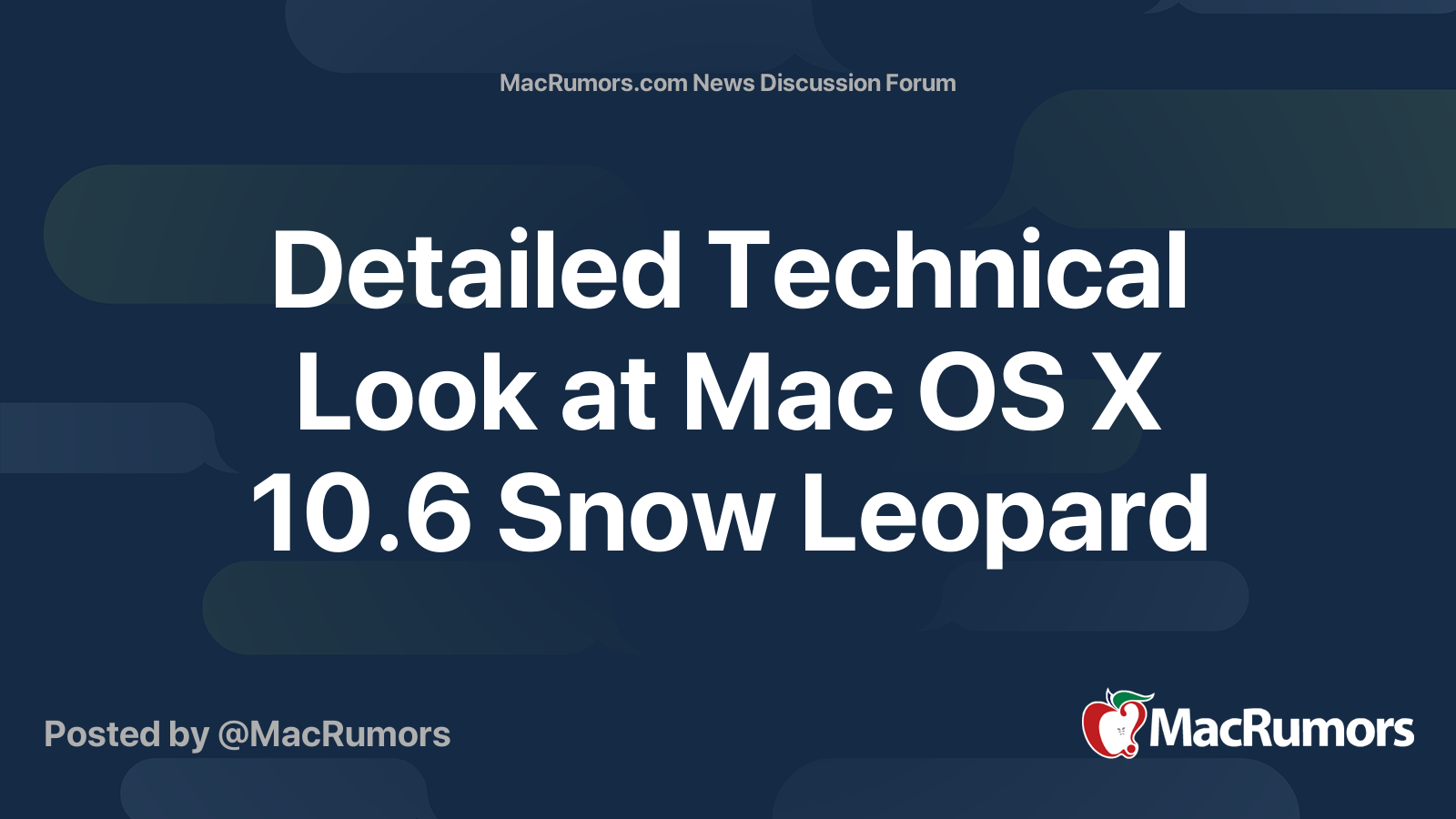Detailed Technical Look at Mac OS X 10.6 Snow Leopard | MacRumors Forums