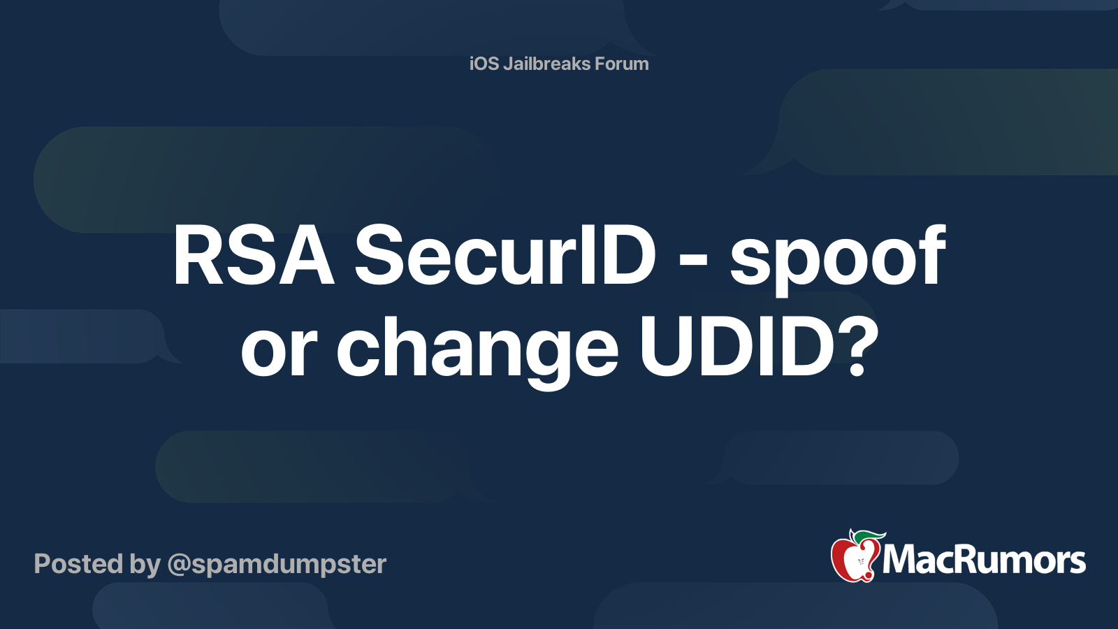 RSA SecurID - spoof or change UDID? | MacRumors Forums