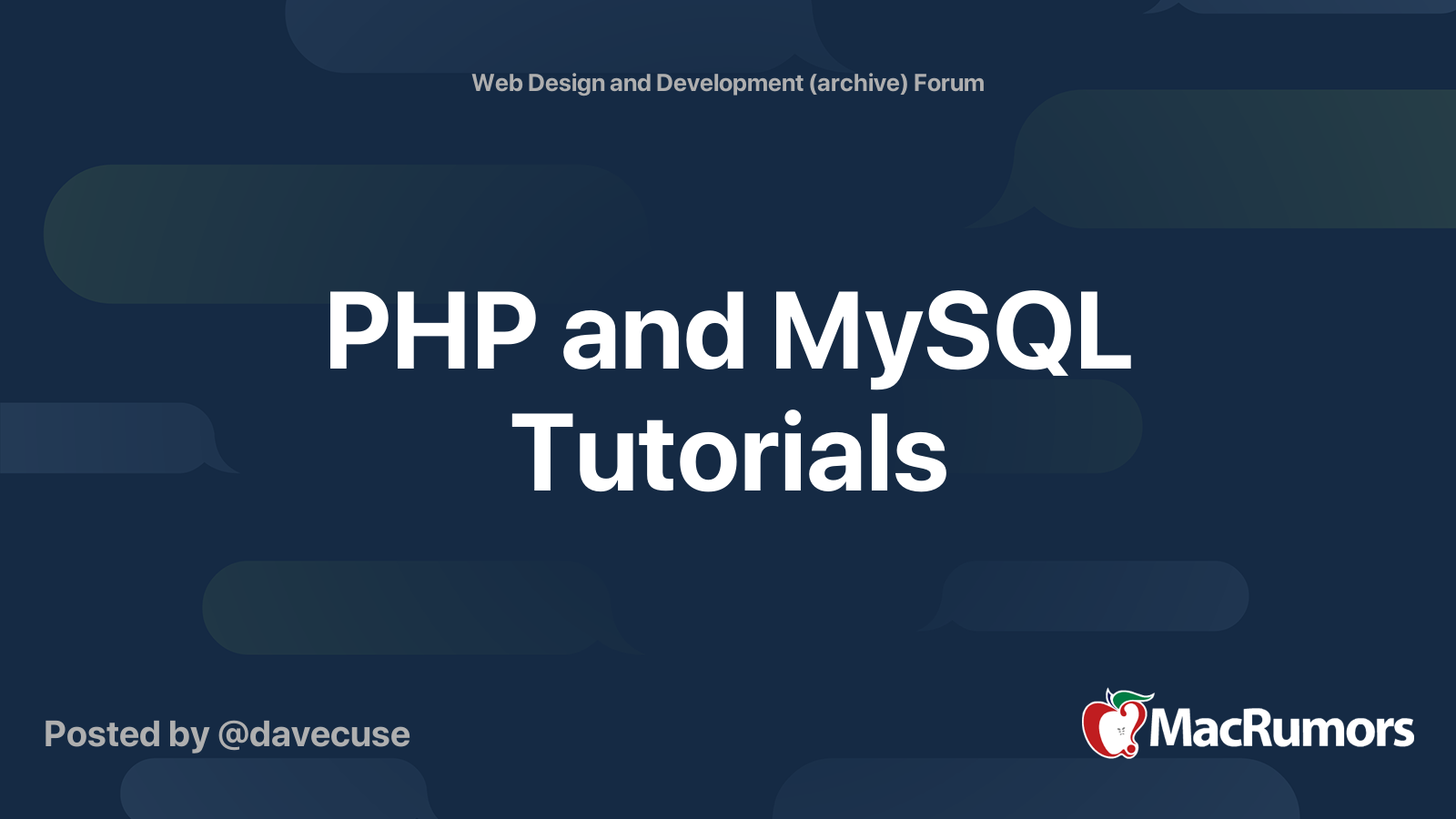 Php And Mysql Tutorials Macrumors Forums 