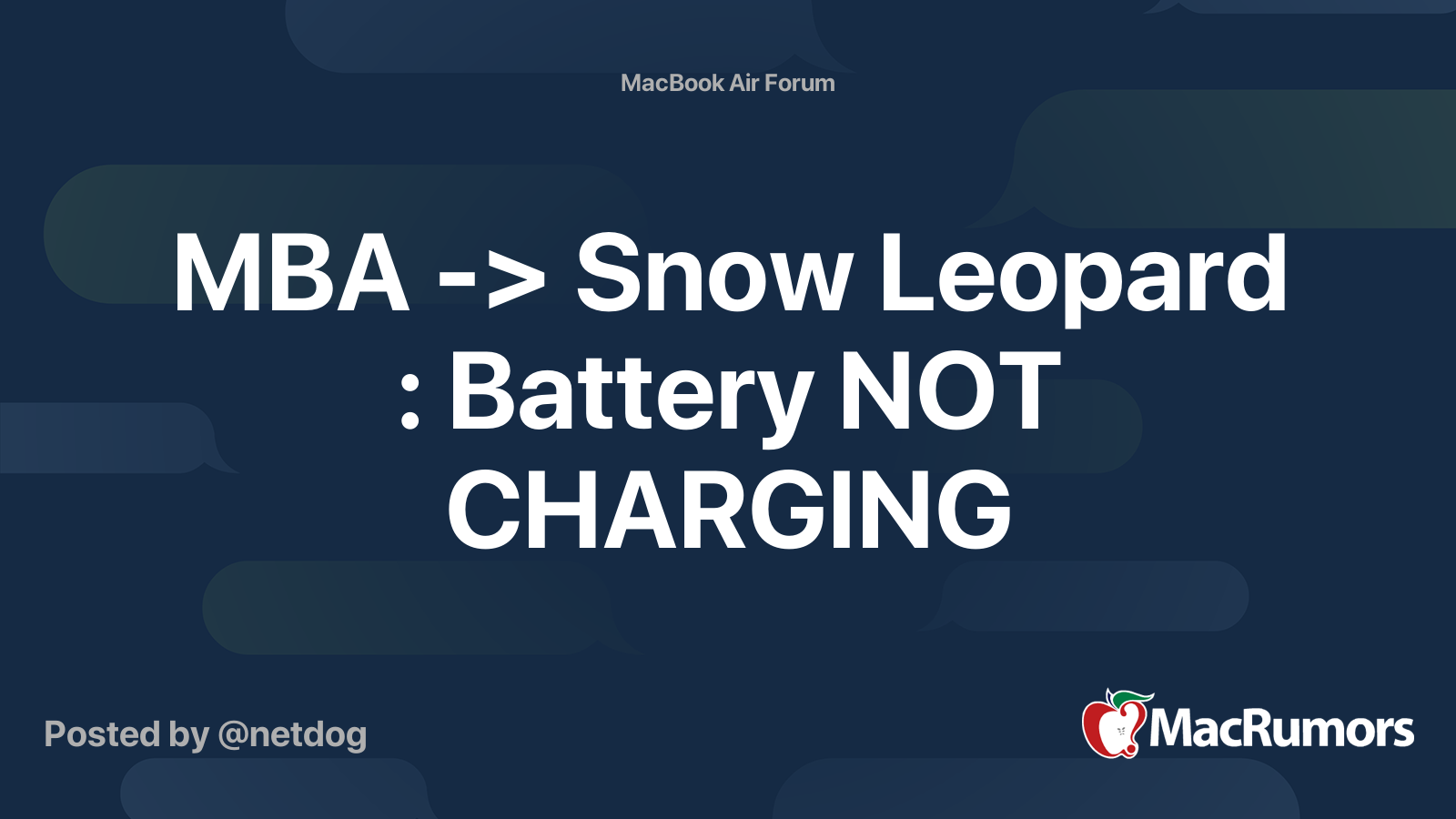 MBA -> Snow Leopard : Battery NOT CHARGING | MacRumors Forums