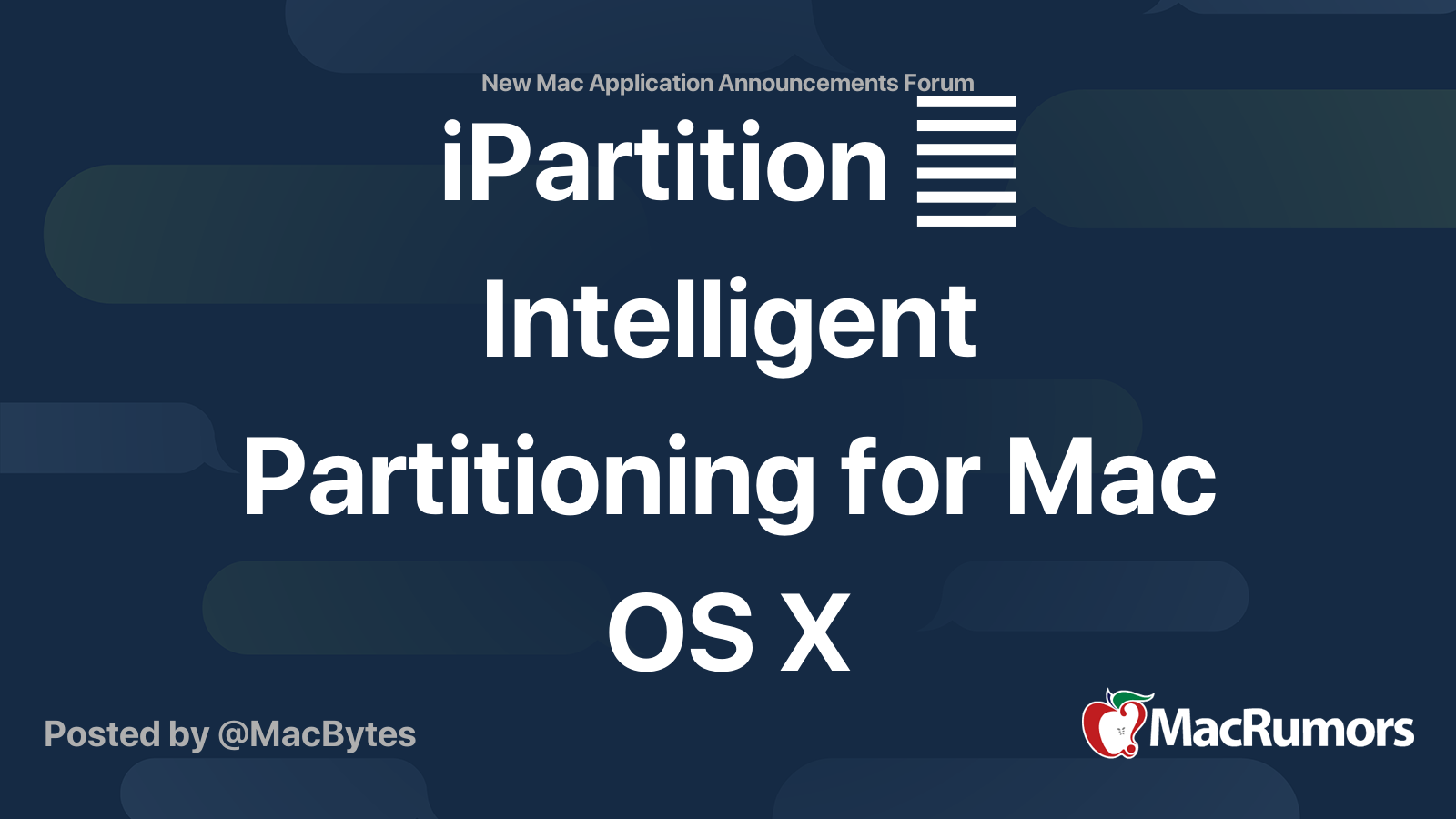 iPartition Intelligent Partitioning for Mac OS X | MacRumors Forums