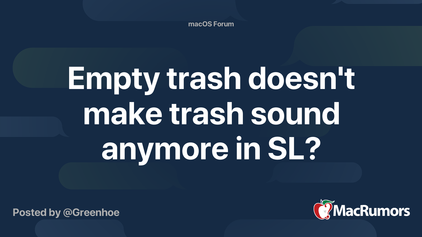 Empty Trash Doesnt Make Trash Sound Anymore In Sl Macrumors Forums