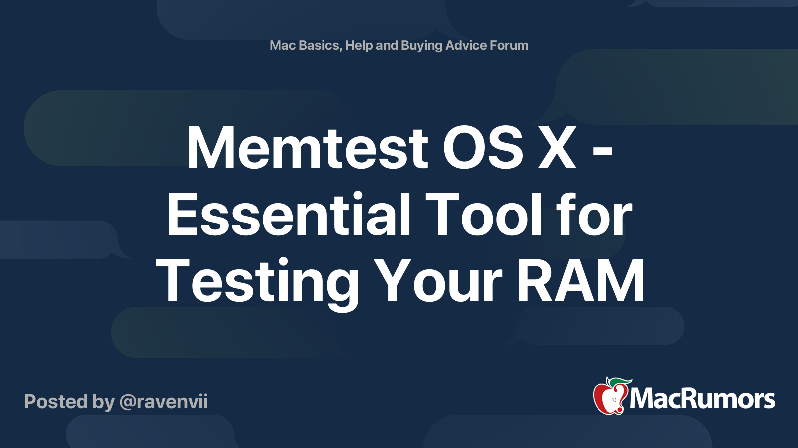 Memtest OS X - Essential Tool for Testing Your RAM | MacRumors Forums