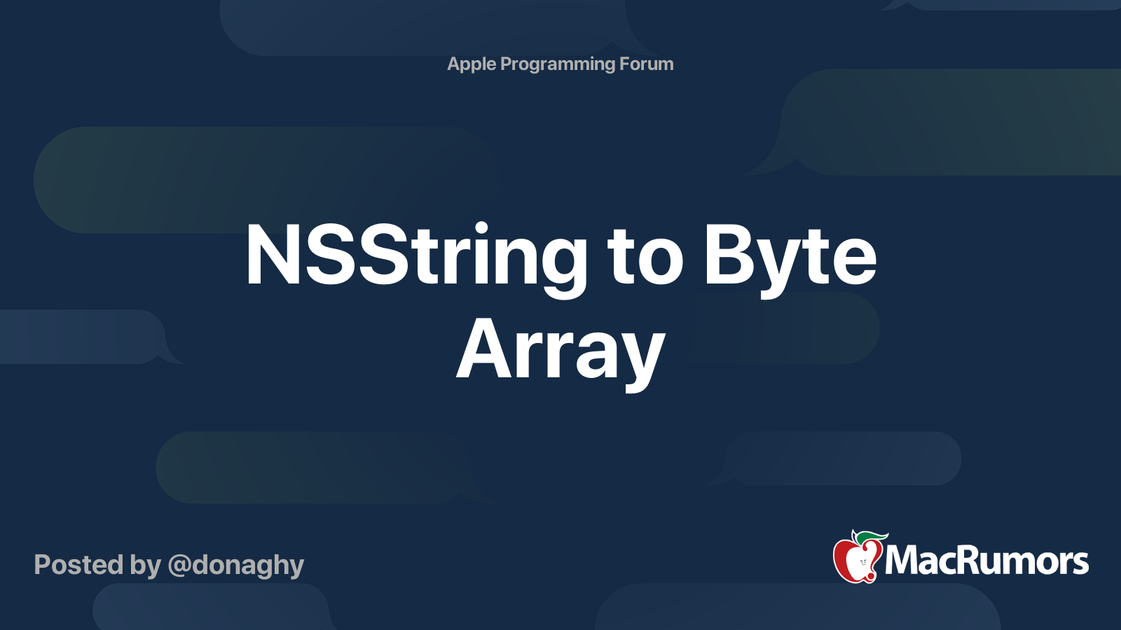 NSString to Byte Array | MacRumors Forums