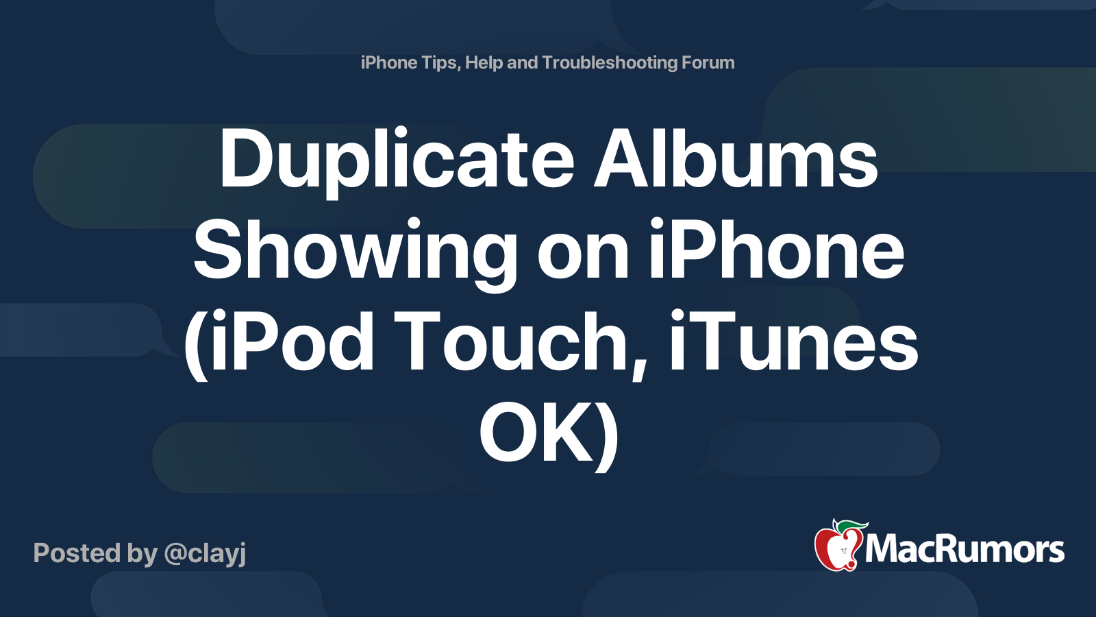Duplicate Albums Showing on iPhone (iPod Touch, iTunes OK) | MacRumors ...