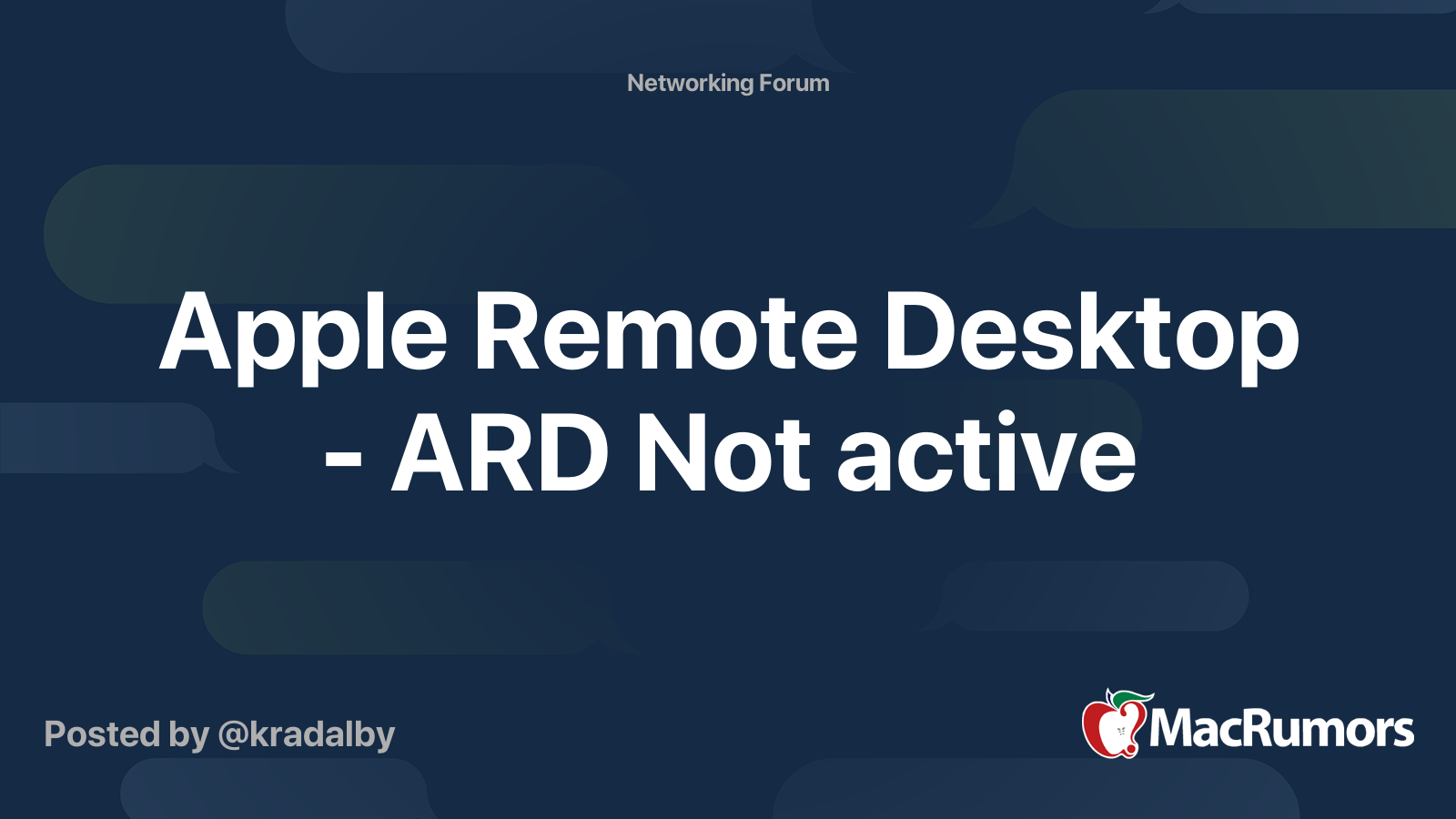 Apple Remote Desktop - ARD Not active | MacRumors Forums