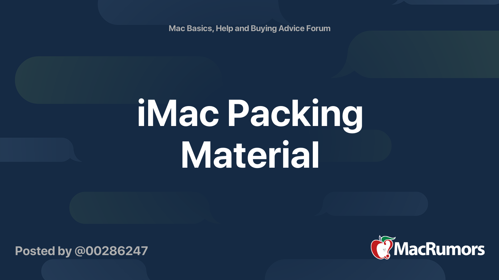 iMac Packing Material | MacRumors Forums