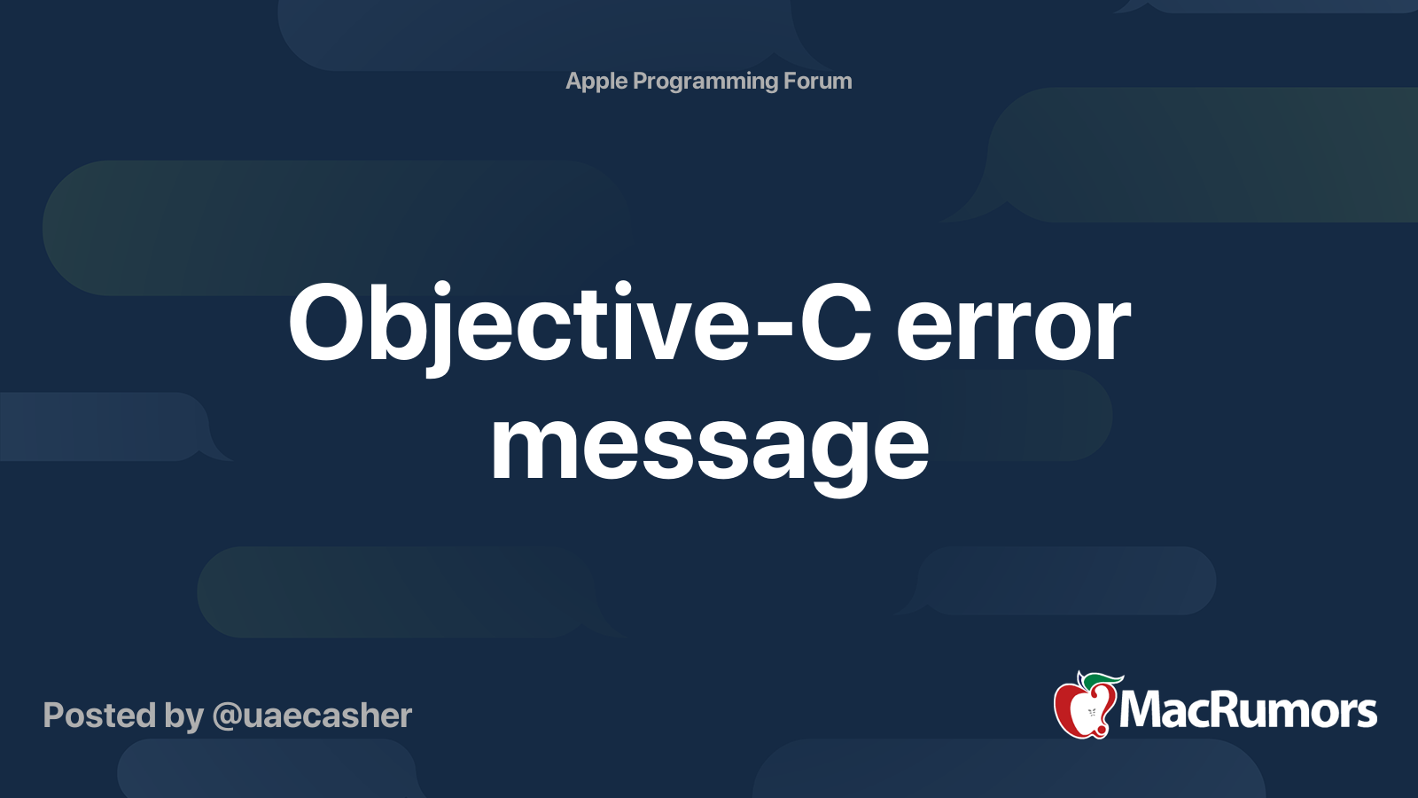 Objective-C error message | MacRumors Forums
