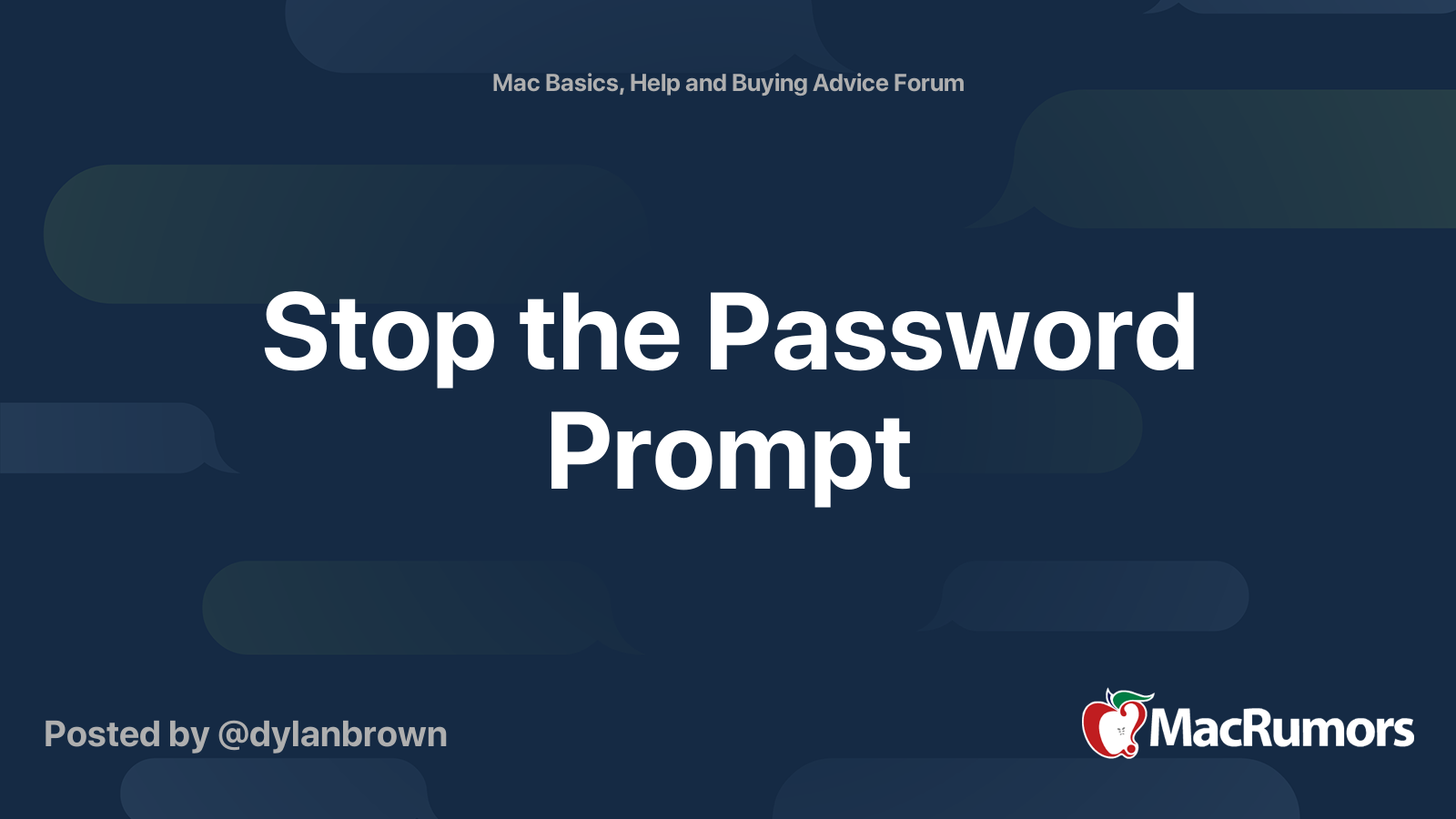 Stop the Password Prompt | MacRumors Forums