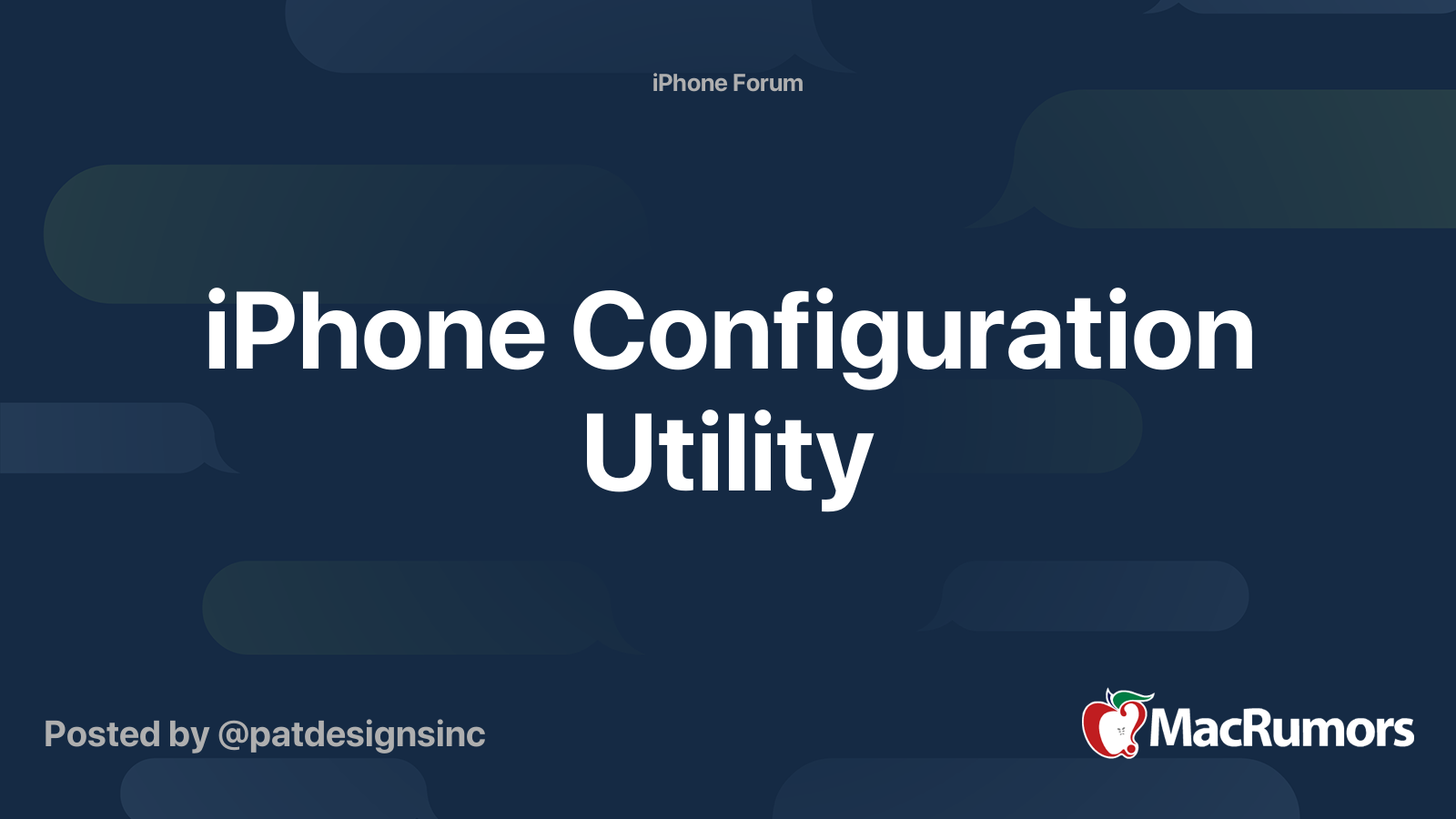 iPhone Configuration Utility | MacRumors Forums