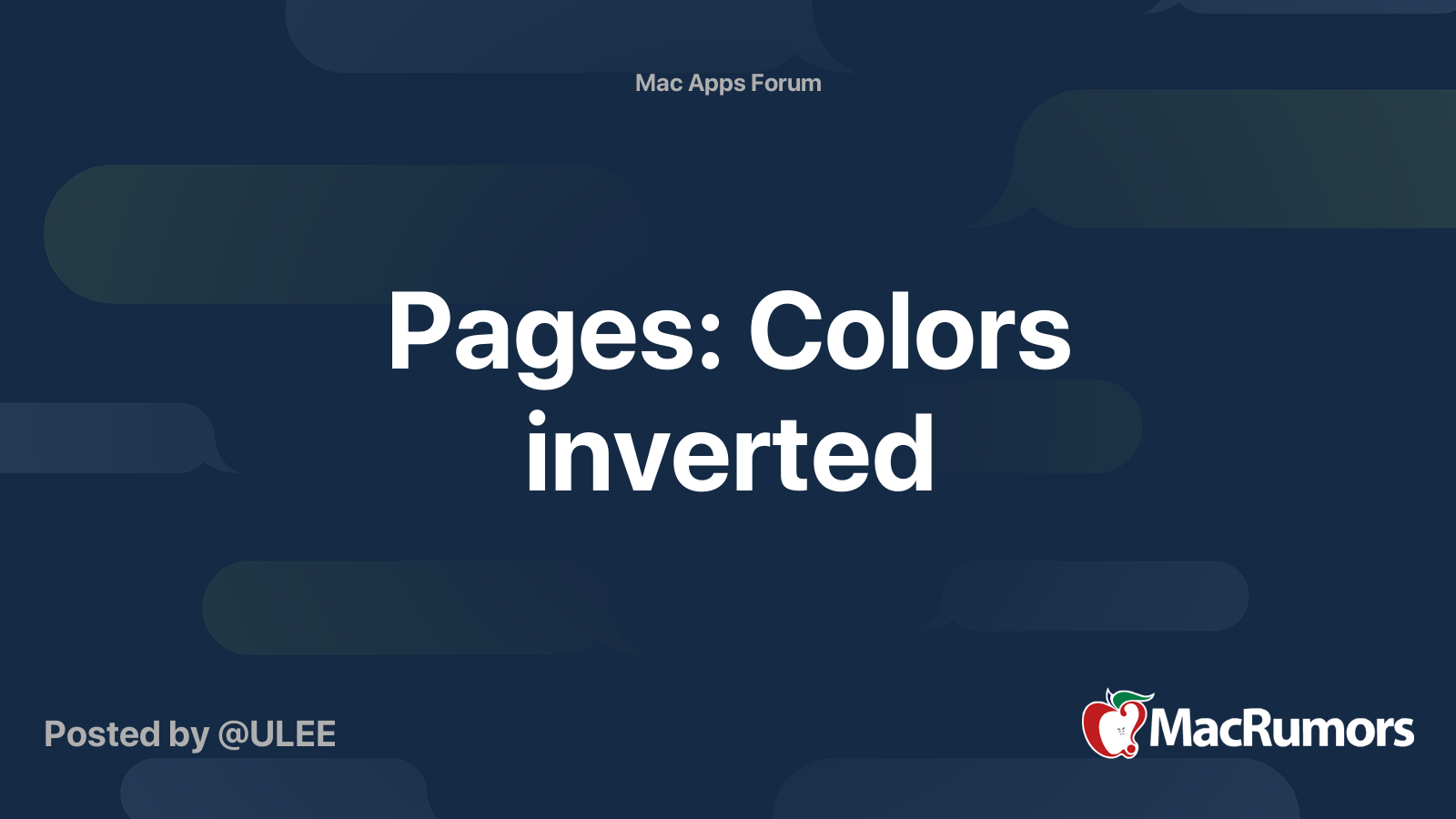 Pages: Colors inverted | MacRumors Forums