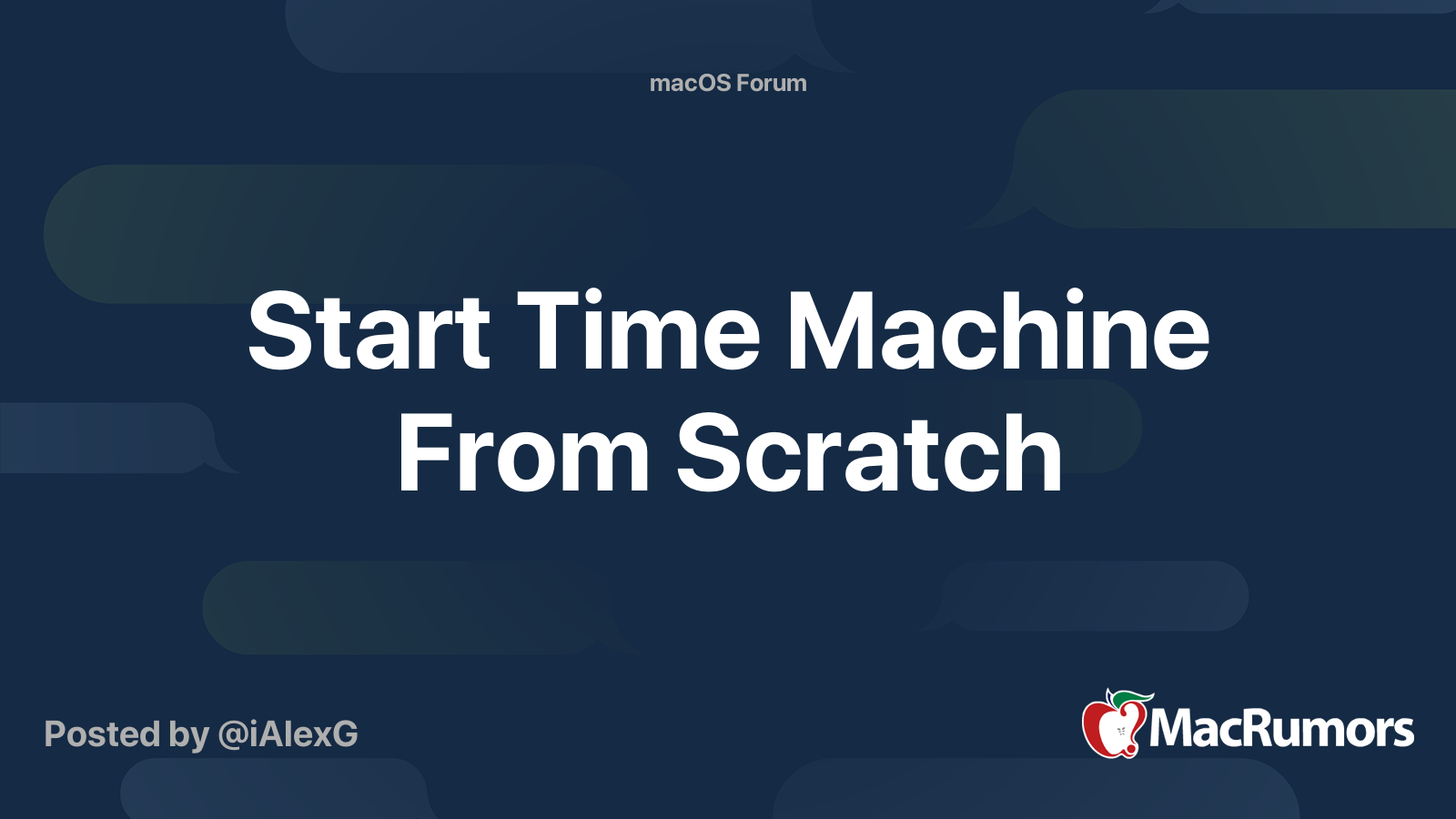 Start Time Machine From Scratch | MacRumors Forums