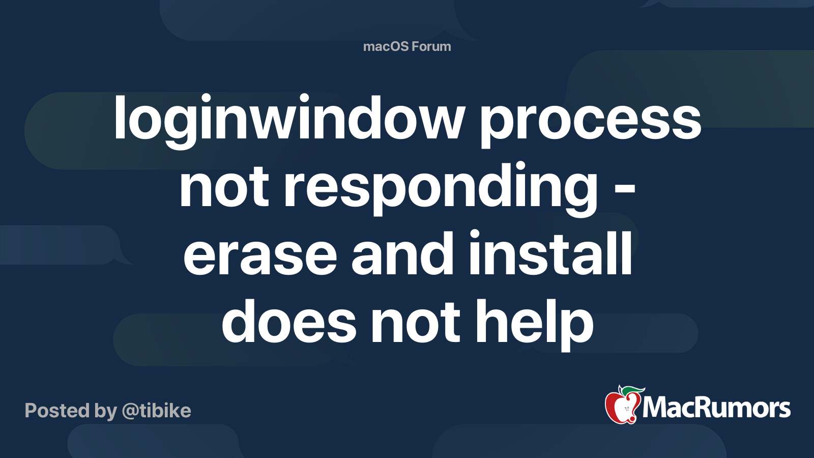 loginwindow process not responding - erase and install does not help ...