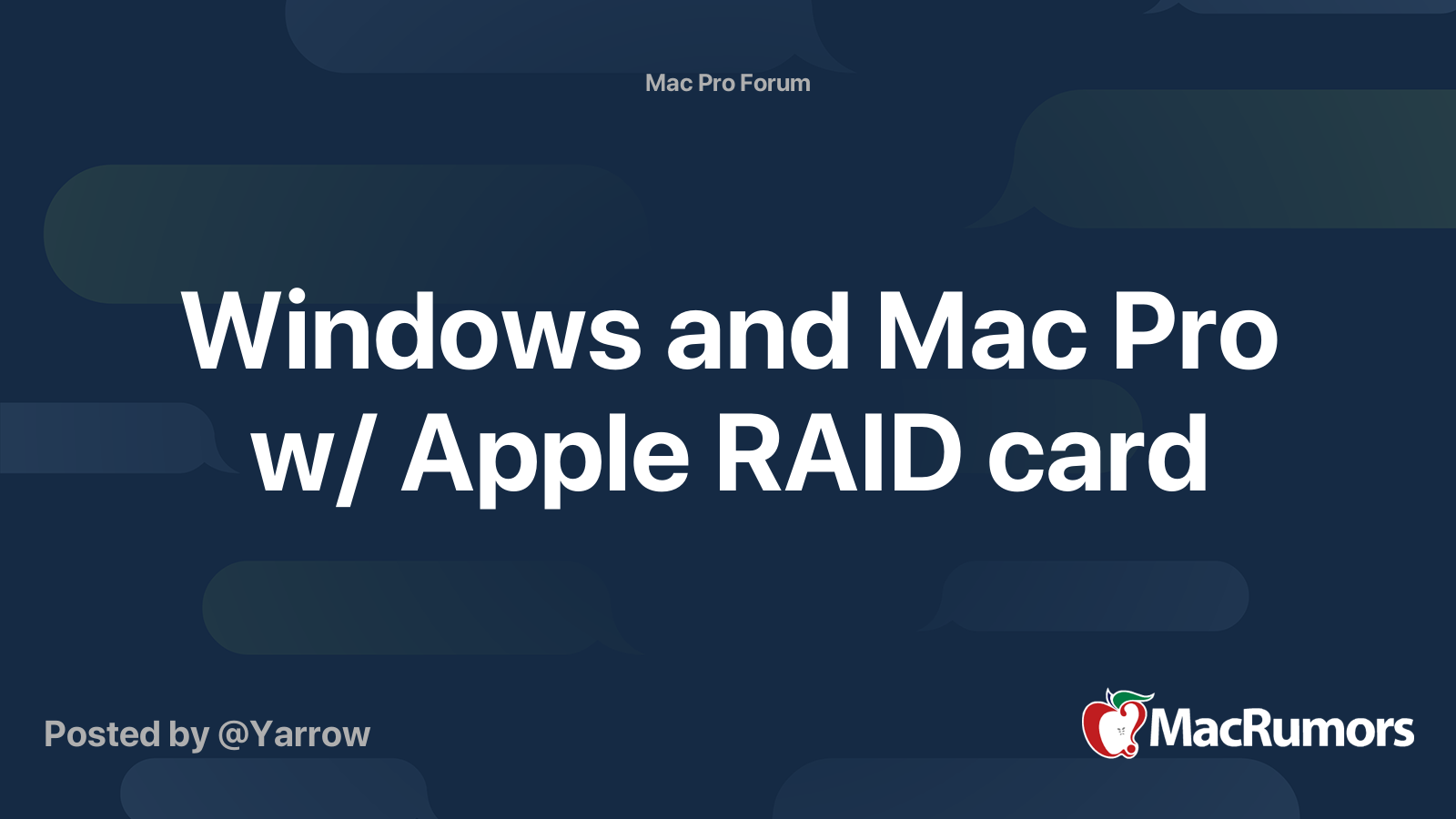 Windows and Mac Pro w/ Apple RAID card | MacRumors Forums
