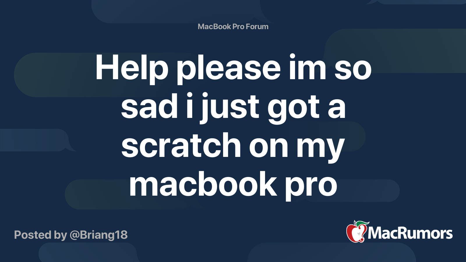 Help please im so sad i just got a scratch on my macbook pro | MacRumors Forums
