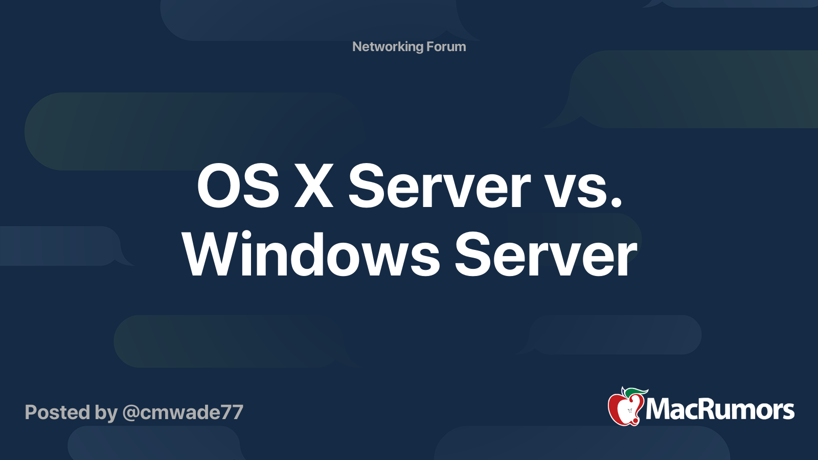 OS X Server vs. Windows Server | MacRumors Forums