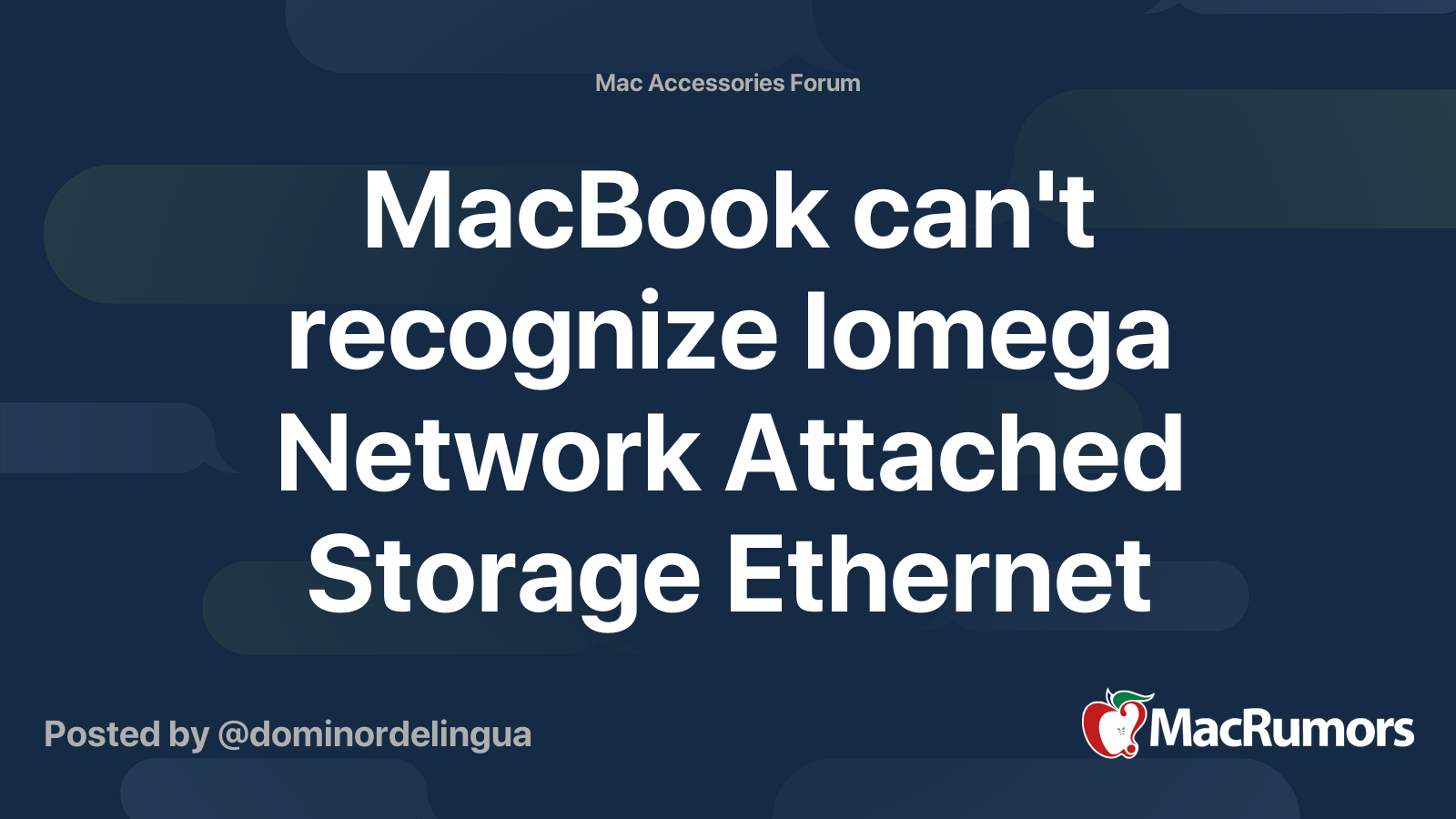 MacBook can't recognize Iomega Network Attached Storage Ethernet External HD?? | MacRumors Forums