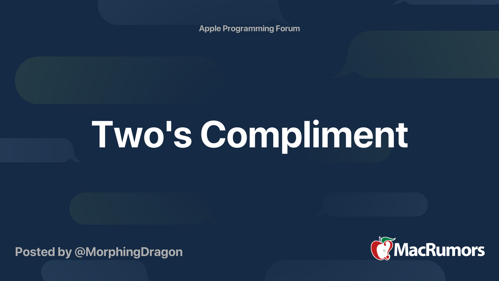 Two's Compliment | MacRumors Forums