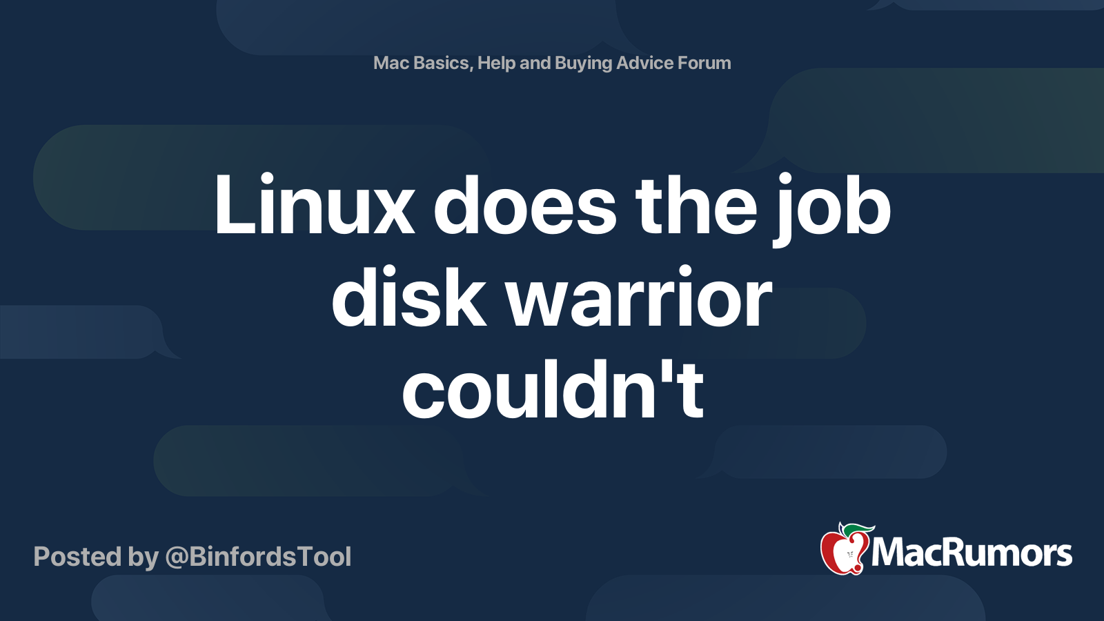 Linux does the job disk warrior couldn't | MacRumors Forums