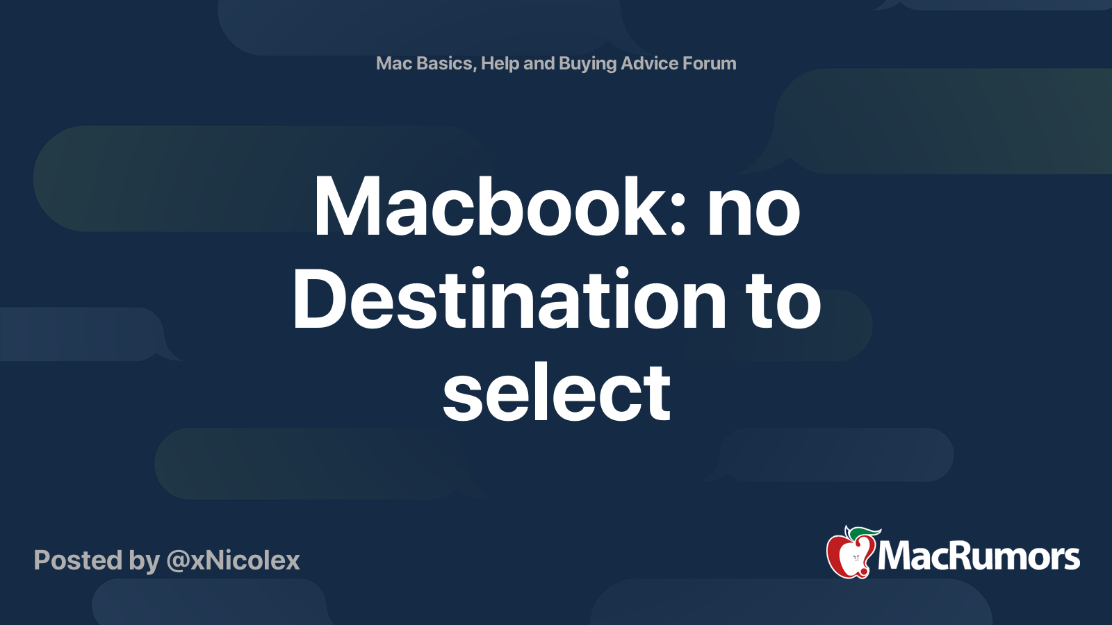 Macbook: no Destination to select | MacRumors Forums