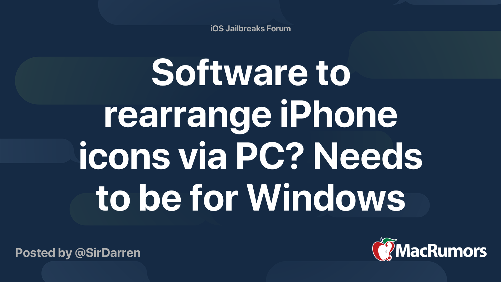 Software to rearrange iPhone icons via PC? Needs to be for Windows and ...