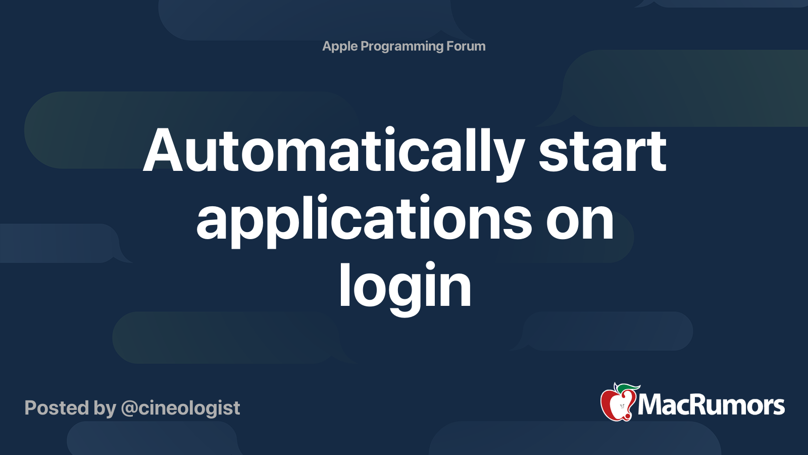 Automatically Start Applications On Login Macrumors Forums 7058