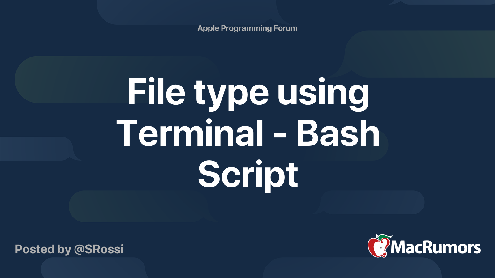 File Type Using Terminal Bash Script Macrumors Forums