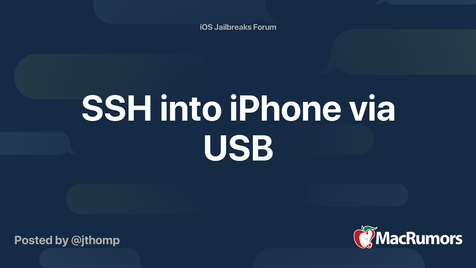 SSH into iPhone via USB | MacRumors Forums