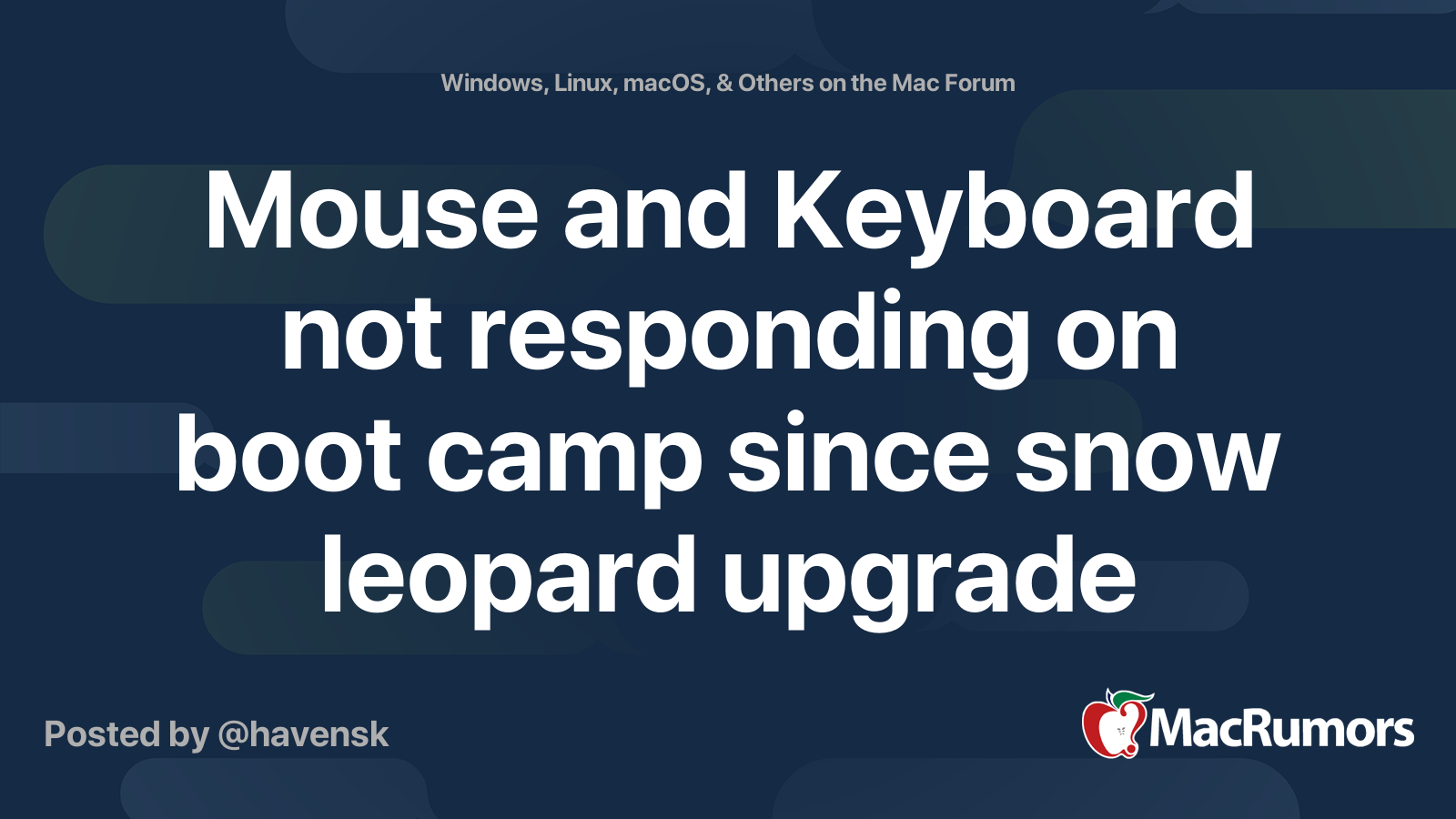 Mouse and Keyboard not responding on boot camp since snow leopard upgrade | MacRumors Forums