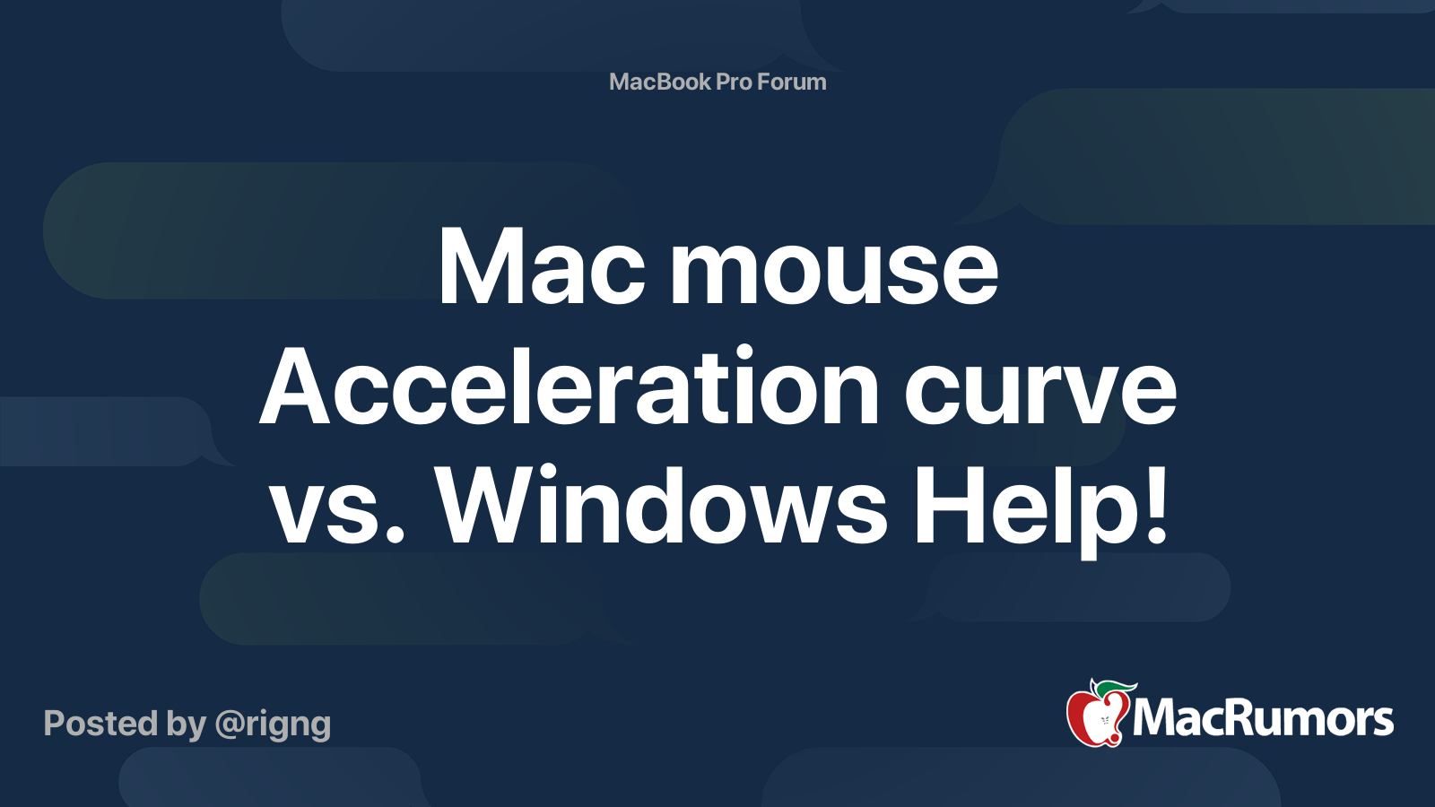 Mac mouse Acceleration curve vs. Windows Help! | MacRumors Forums