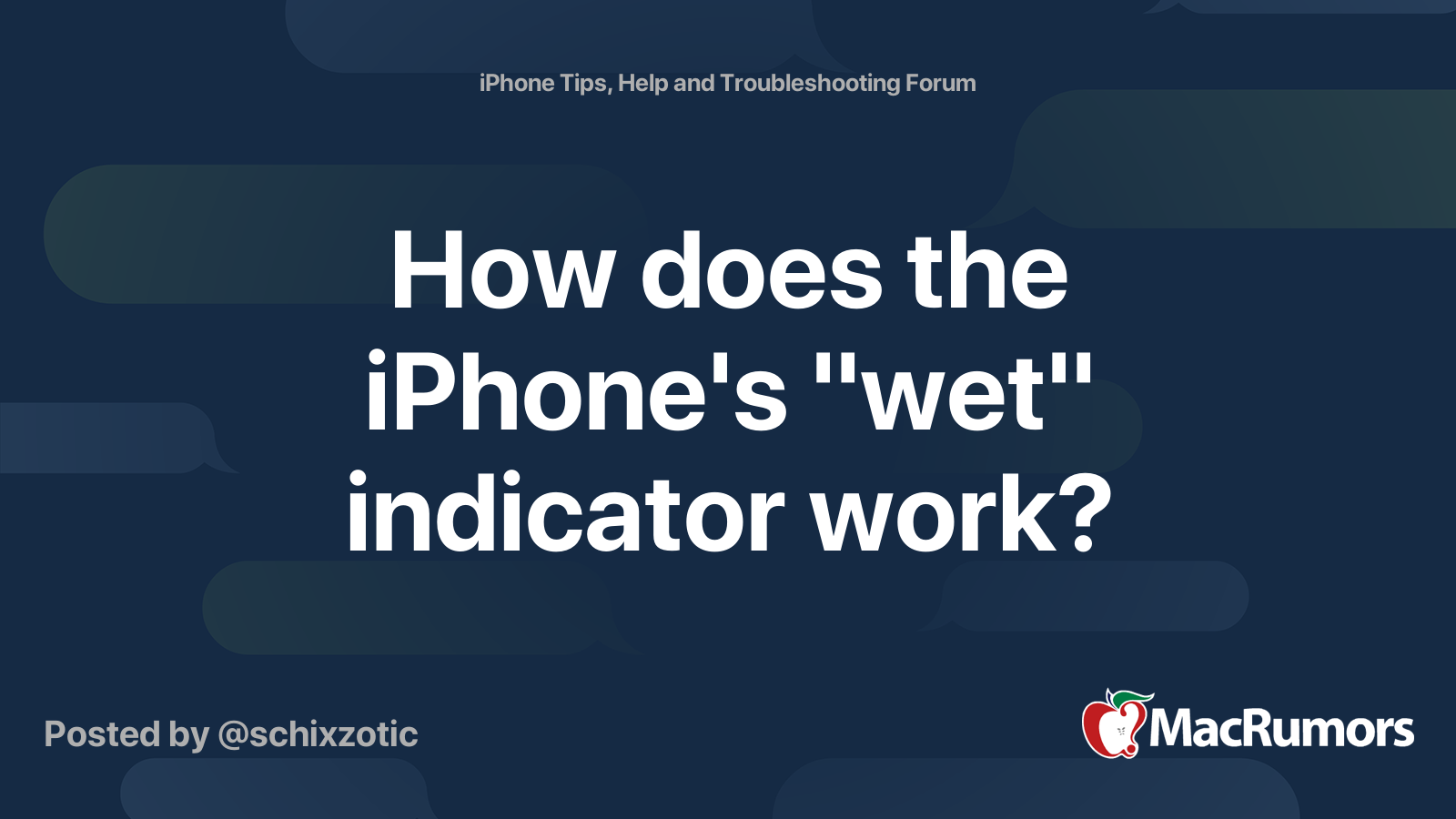How does the iPhone's "wet" indicator work? | MacRumors Forums