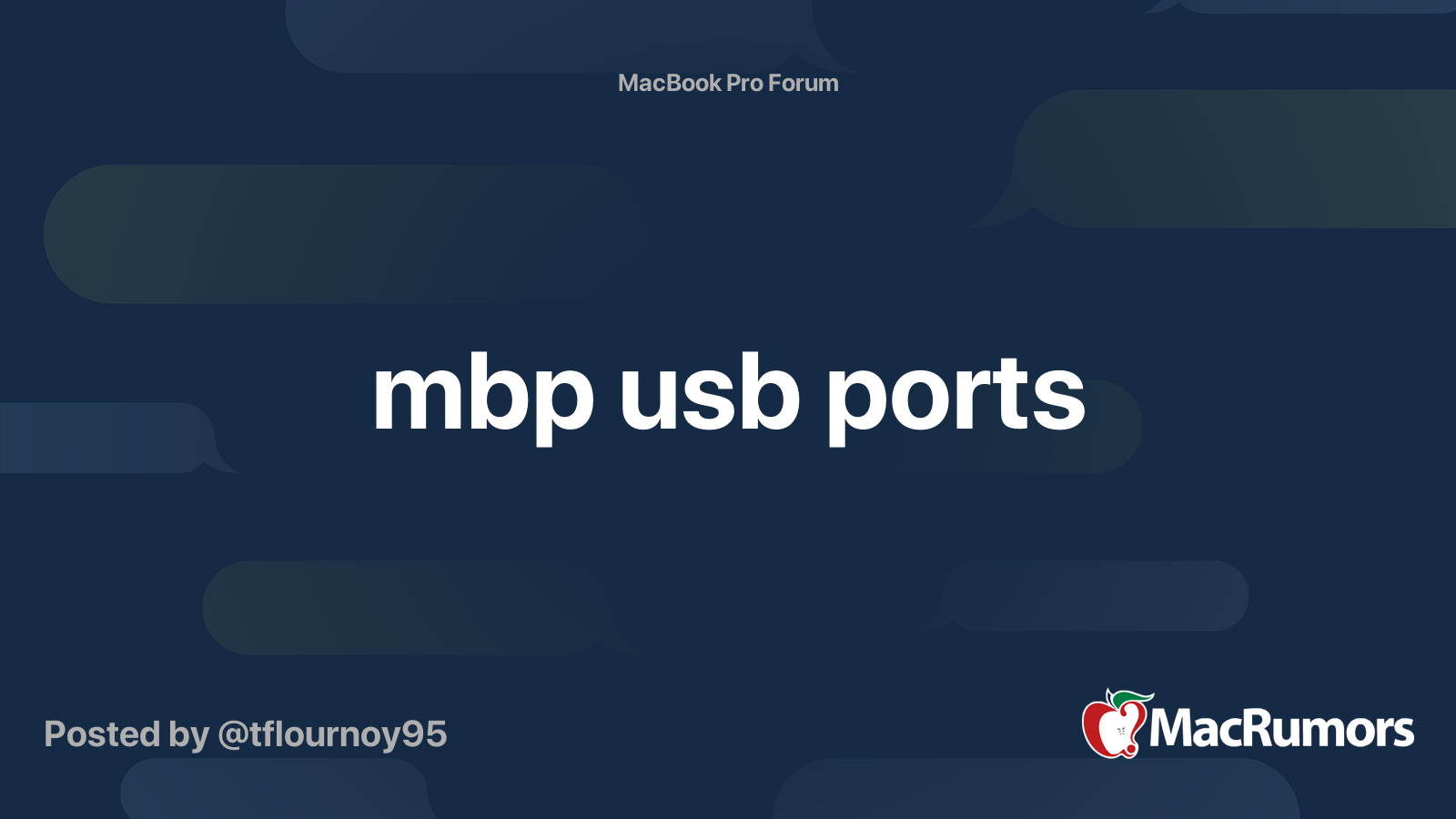 mbp usb ports | MacRumors Forums