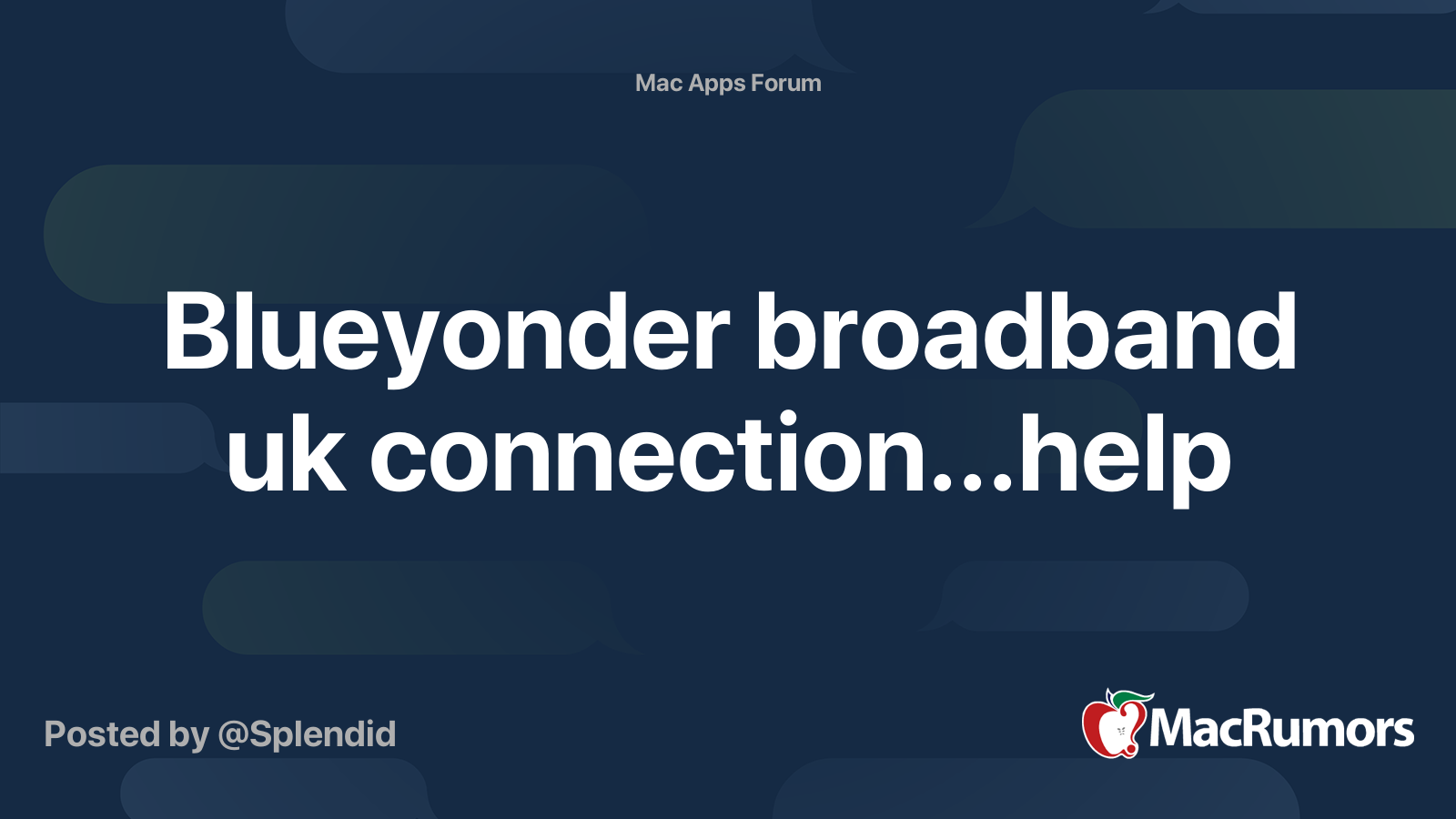 Blueyonder broadband uk connection...help | MacRumors Forums