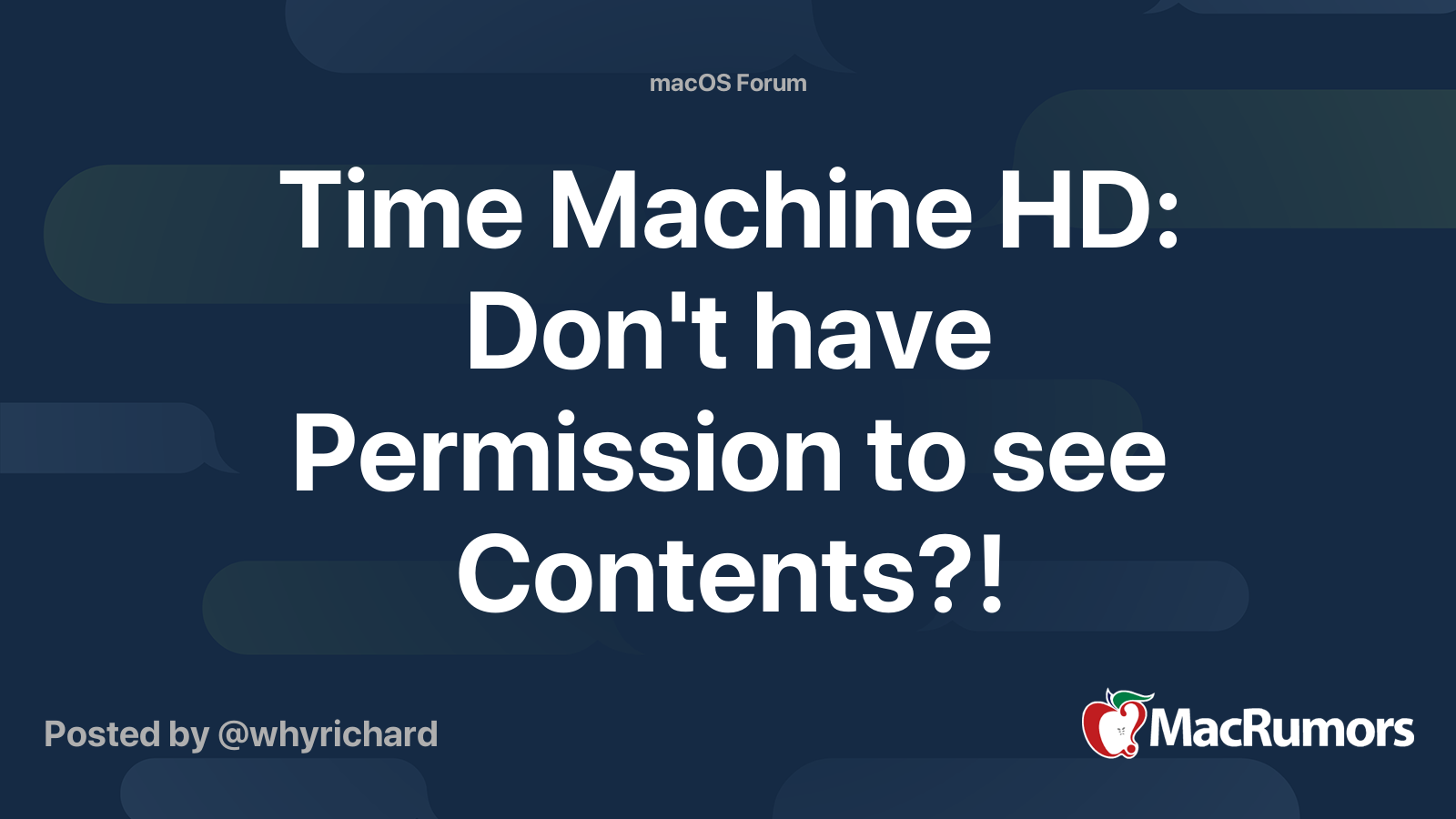 Time Machine HD: Don't have Permission to see Contents?! | MacRumors Forums
