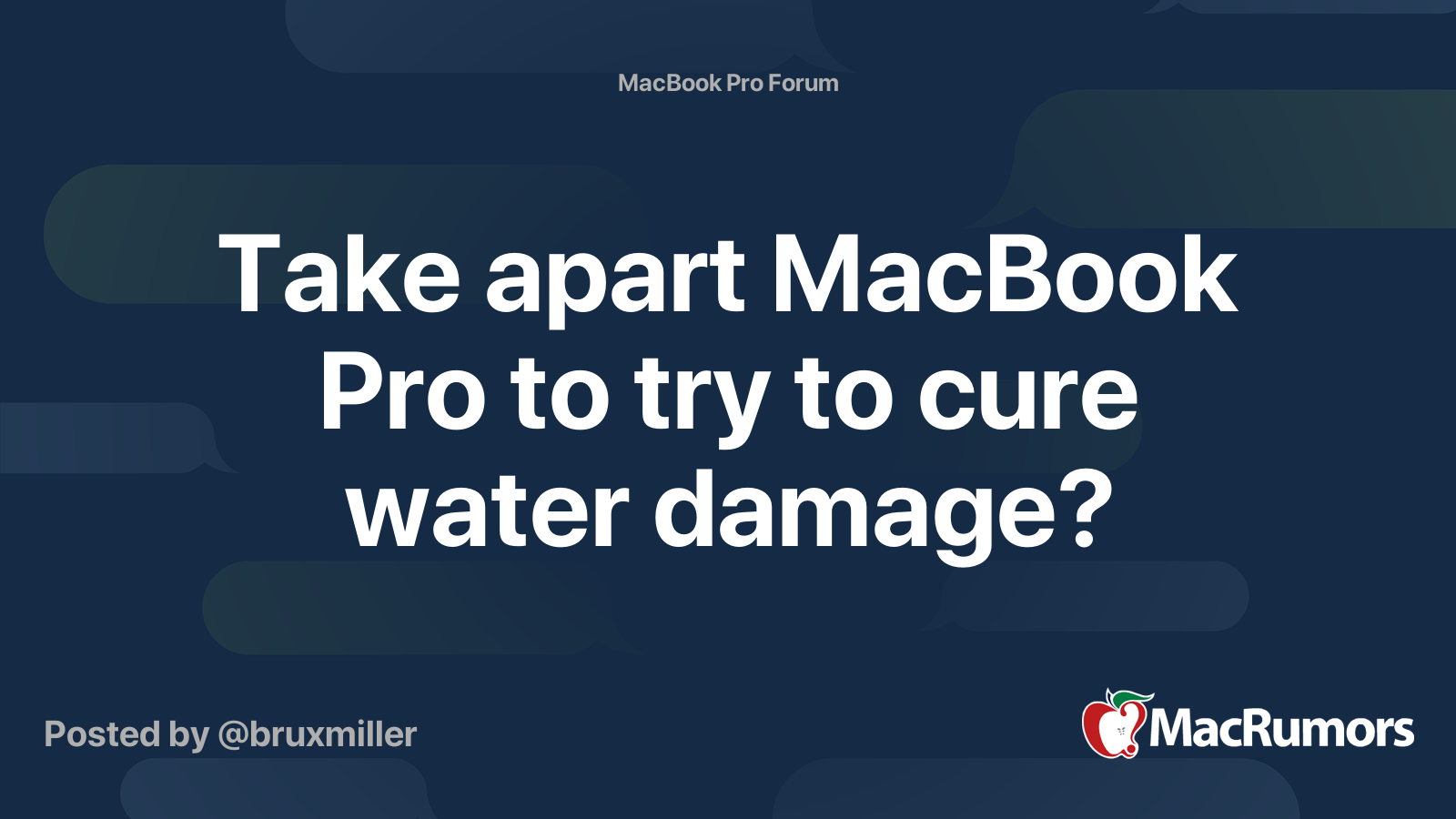 Take apart MacBook Pro to try to cure water damage? | MacRumors Forums