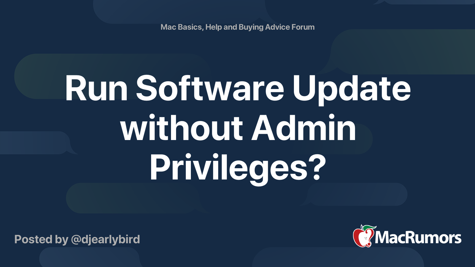 Run Software Update without Admin Privileges? | MacRumors Forums