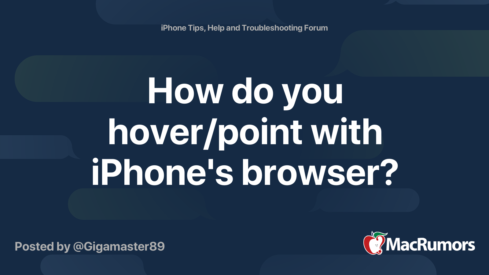 How do you hover/point with iPhone's browser? | MacRumors Forums