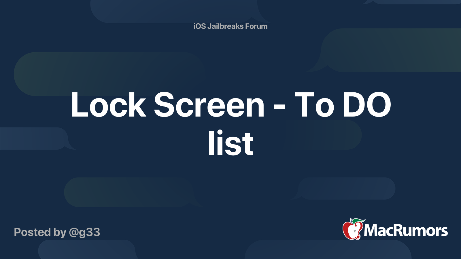 Lock Screen - To DO list | MacRumors Forums