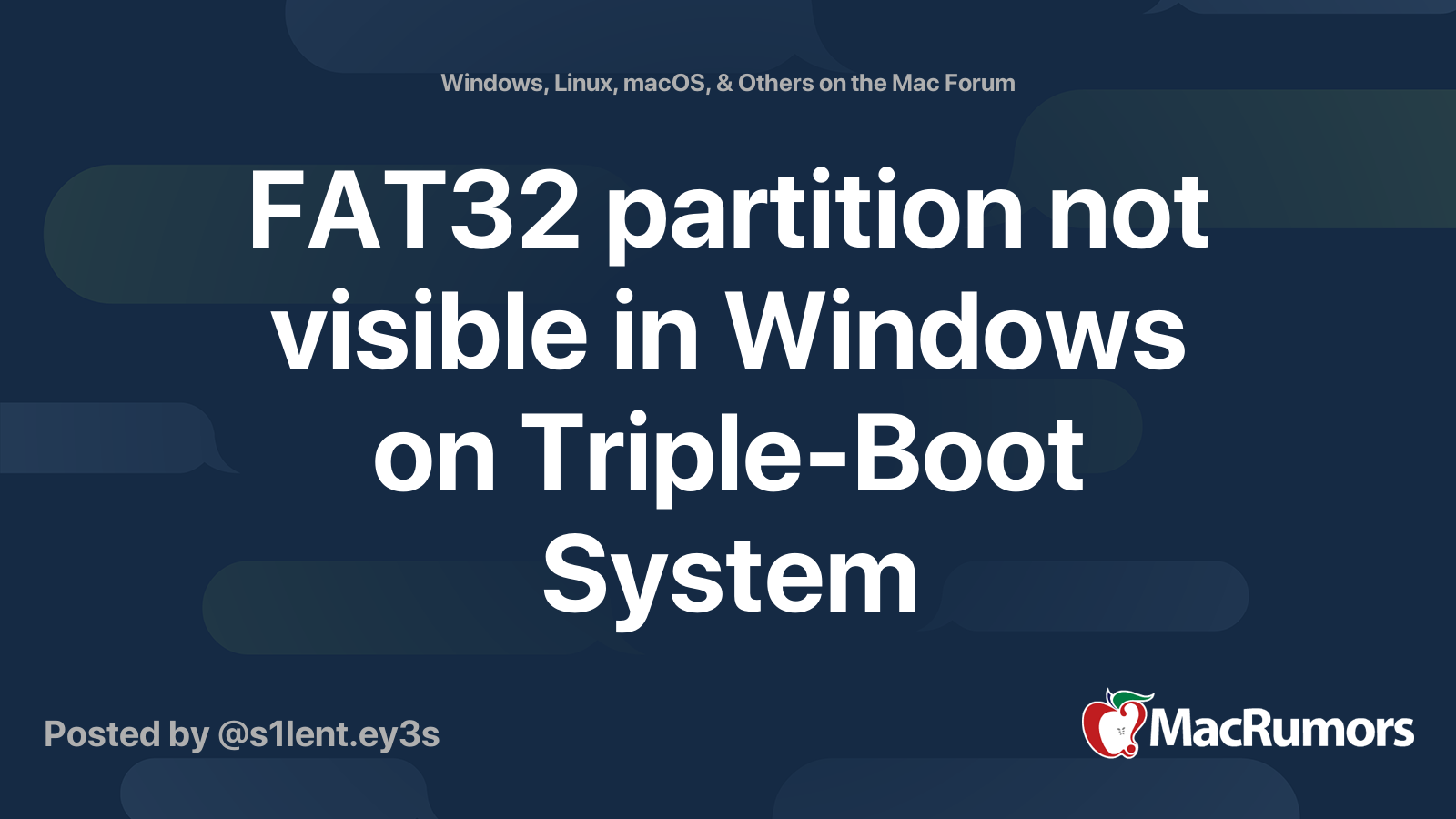 FAT32 partition not visible in Windows on Triple-Boot System | MacRumors Forums