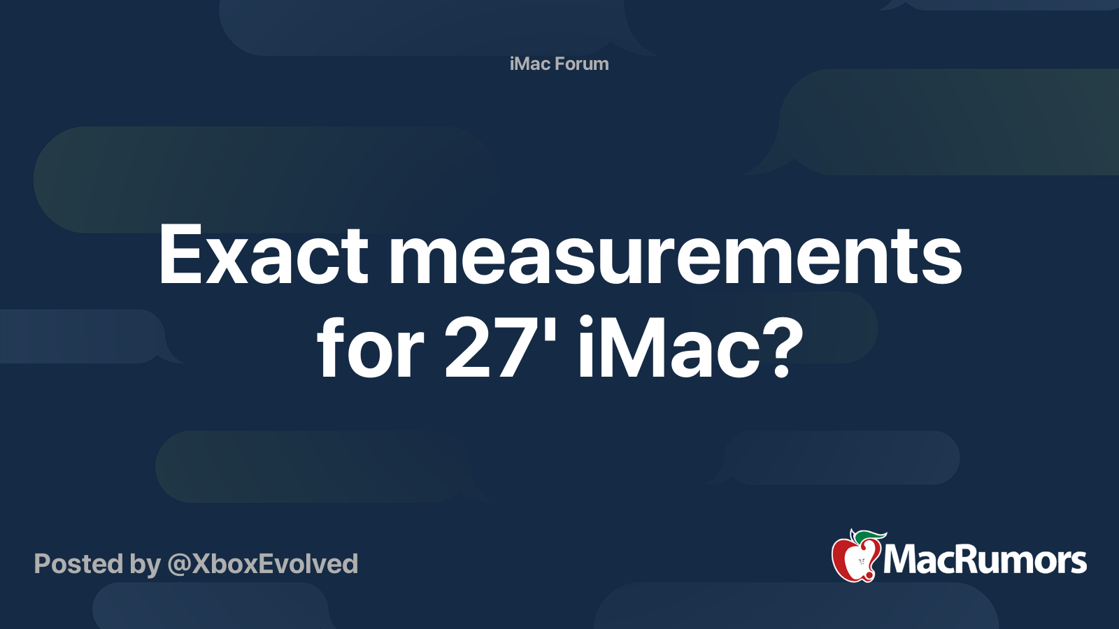 Exact measurements for 27' iMac? | MacRumors Forums