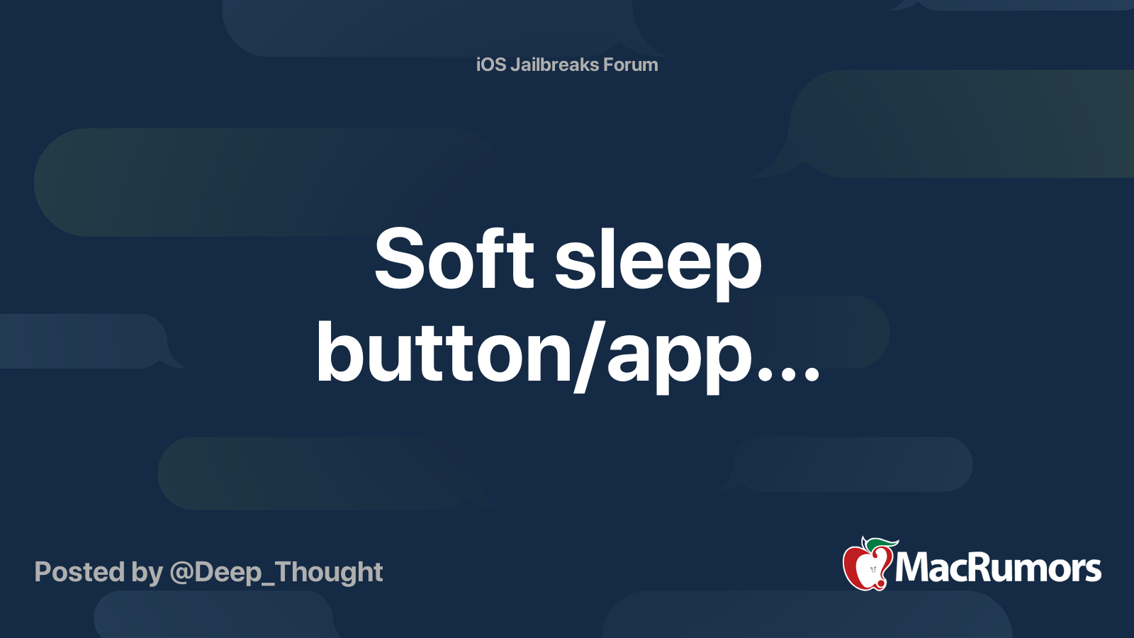 Soft sleep button/app... | MacRumors Forums