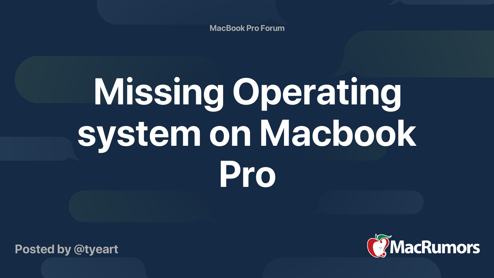 Missing Operating system on Macbook Pro | MacRumors Forums