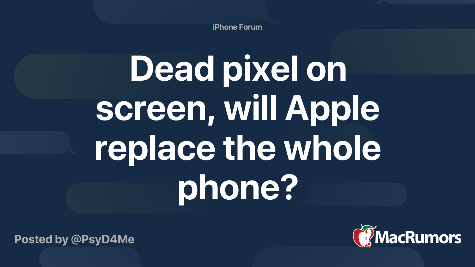 Dead pixel on screen, will Apple replace the whole phone? | MacRumors Forums