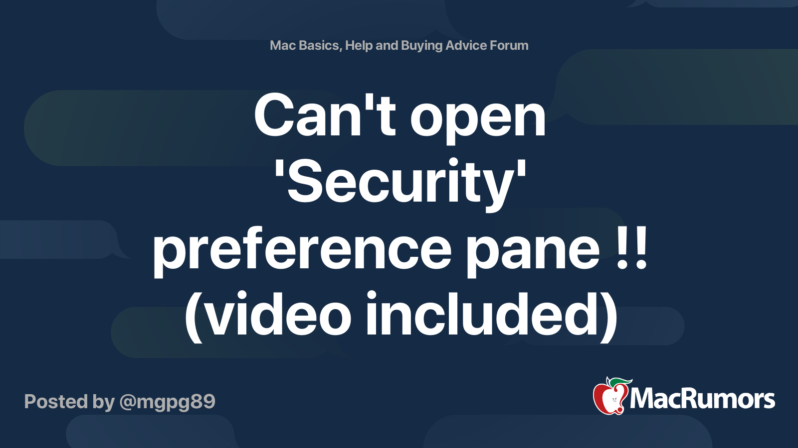 Can't open 'Security' preference pane !! (video included) | MacRumors Forums