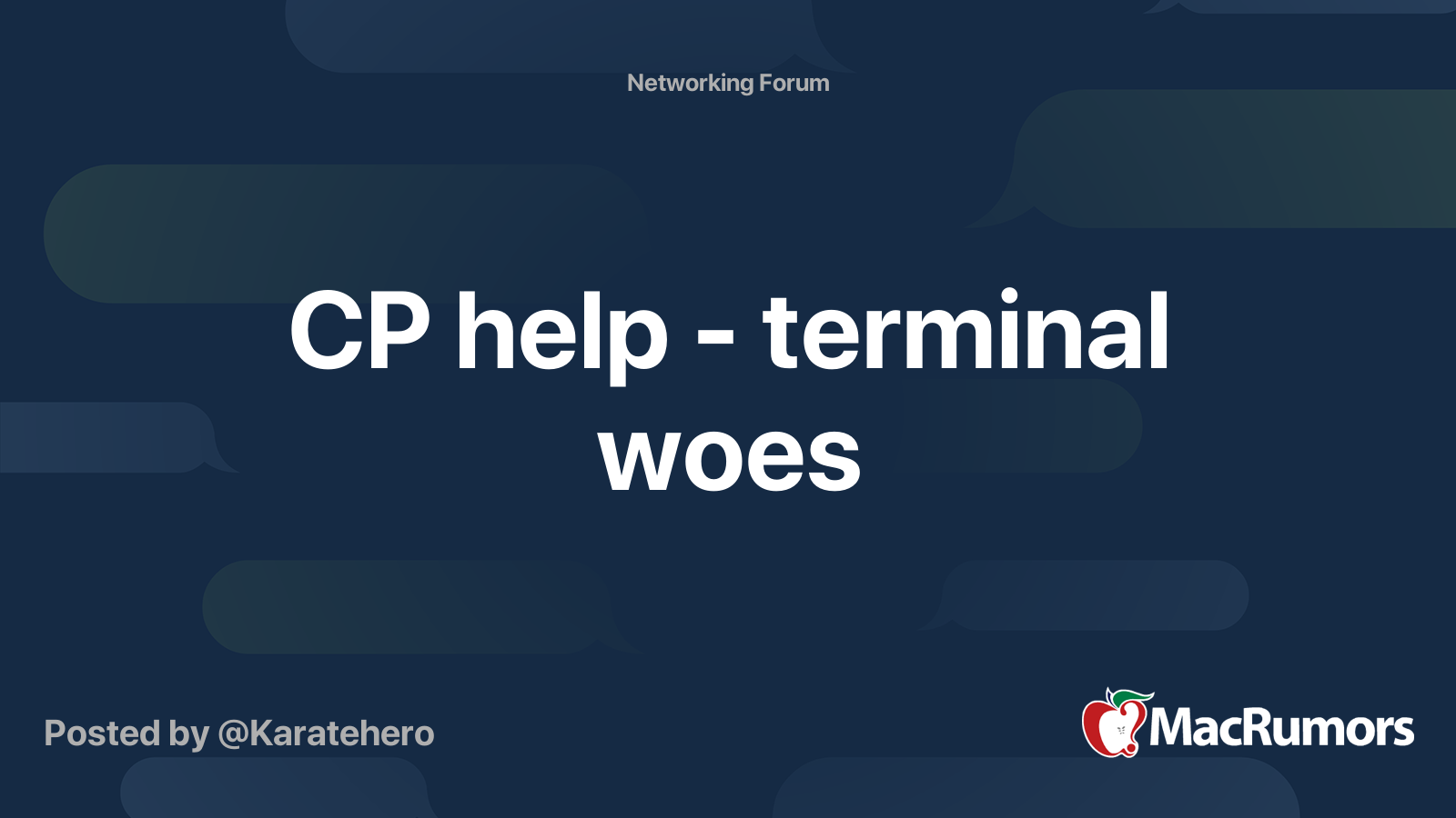 CP help - terminal woes | MacRumors Forums
