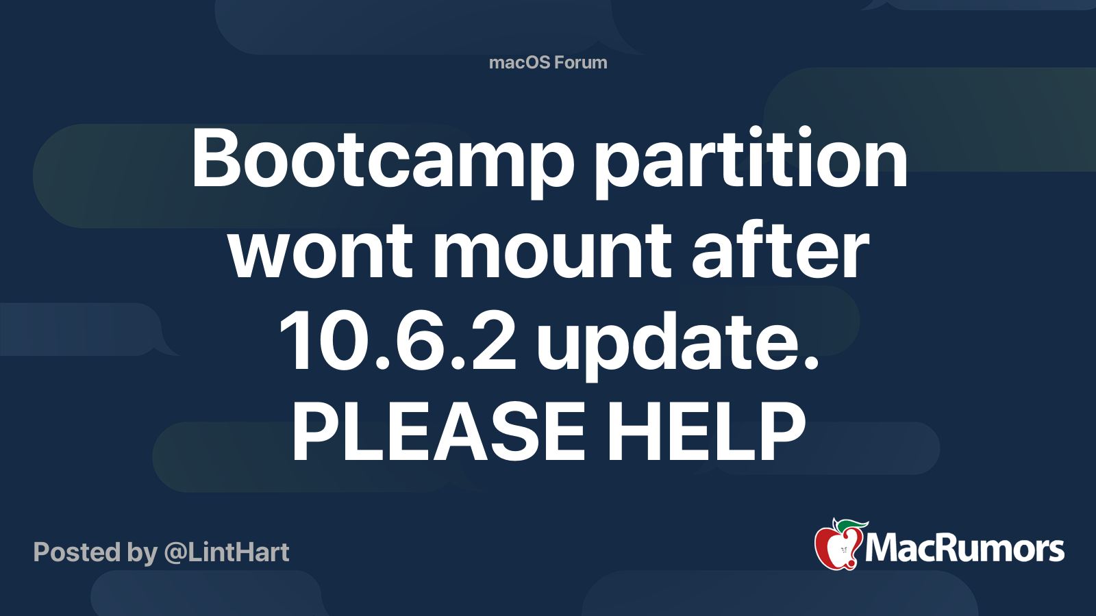 Bootcamp partition wont mount after 10.6.2 update. PLEASE HELP | MacRumors Forums
